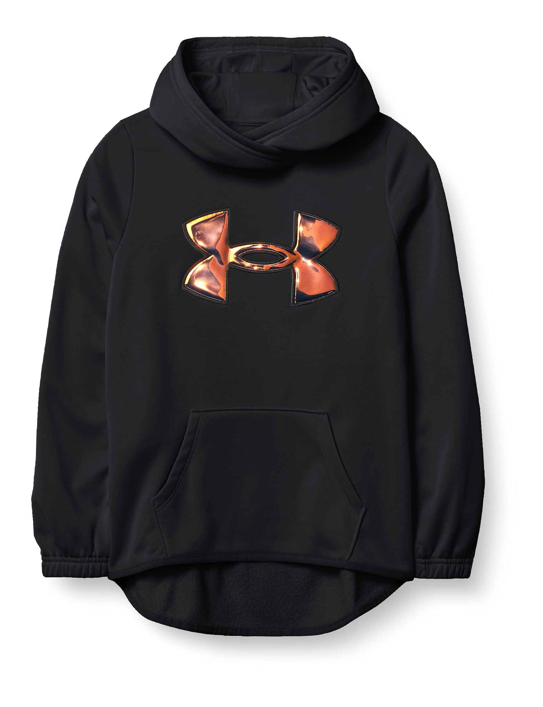 Under Armour Girls' Armour Fleece Irdsnt Big Logo Hood, Black (001)/Iridescent, Youth Large