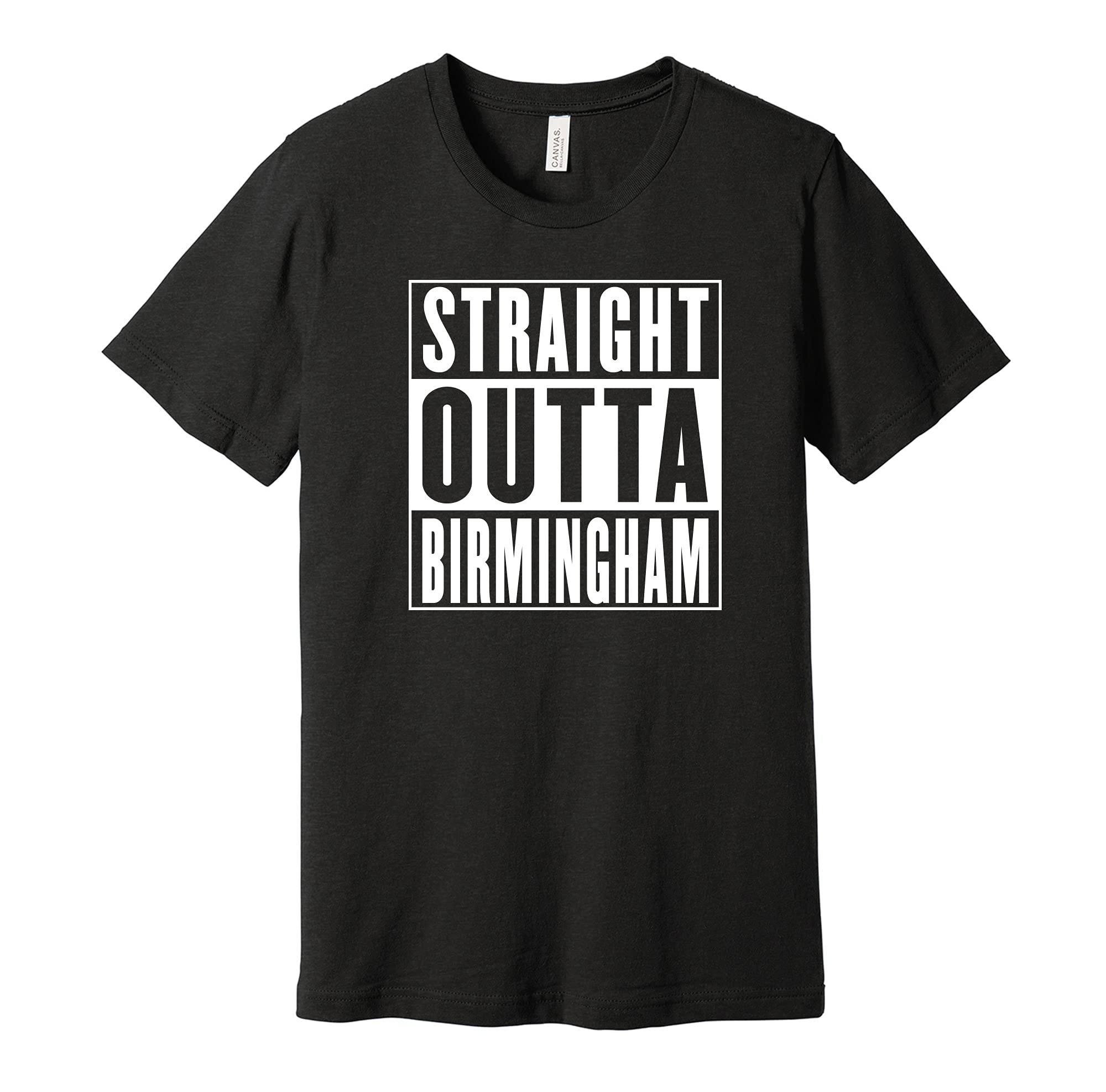 Straight Outta Birmingham - Represent Alabama - Hip Hop Parody Shirt - Green and Tan Version - Black - Small