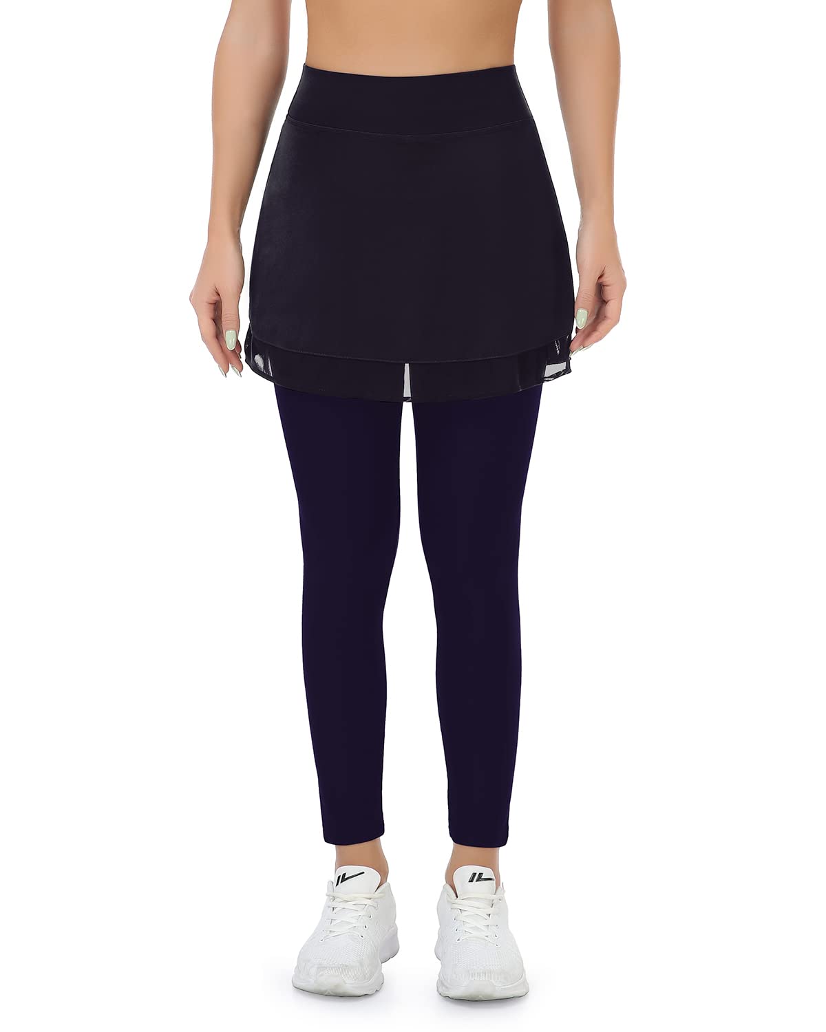 WOWENY Skirted leggings Athletic Golf Leggings with Attached Skirt Skorts Skirts with Capri Leggings Workout