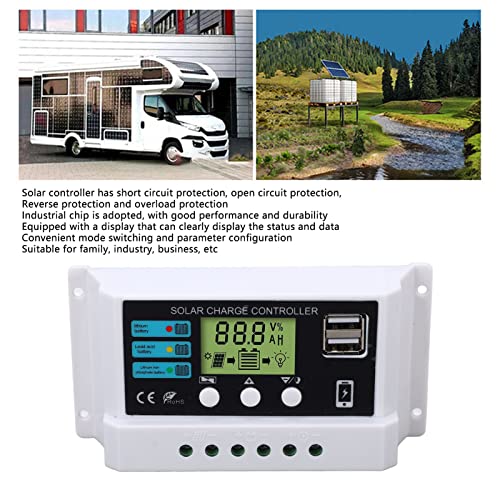 Solar Controller, 12V 24V Self Adaption Overload Protection Solar Regulator Industrial Chip for Industrial (20A)