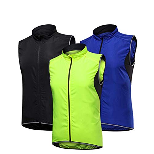 Shlia Men's Cycling Running Jacket Windproof Vests Bike Sleeveless Jackets Water-Resistant Coat (Green,XL)