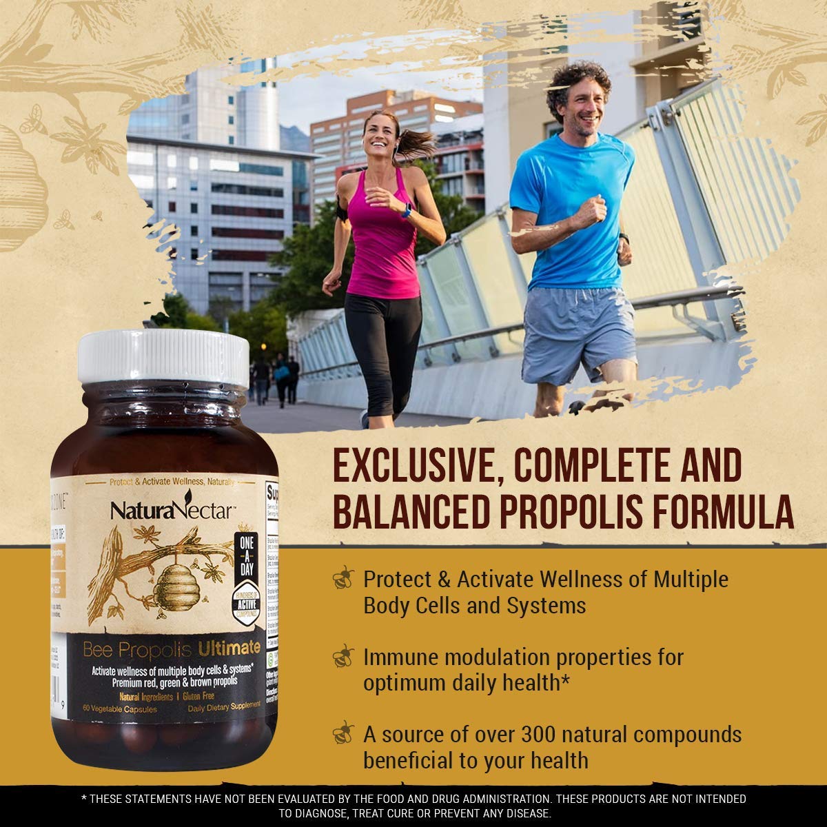 NaturaNectar Ultimate Bee Propolis | NSF Contents Certified | Premium Red, Green, Brown Brazilian Propolis | with Flavonoids and PWE | Ethical Beekeeping & Naturally Sourced | 60 veggie capsules
