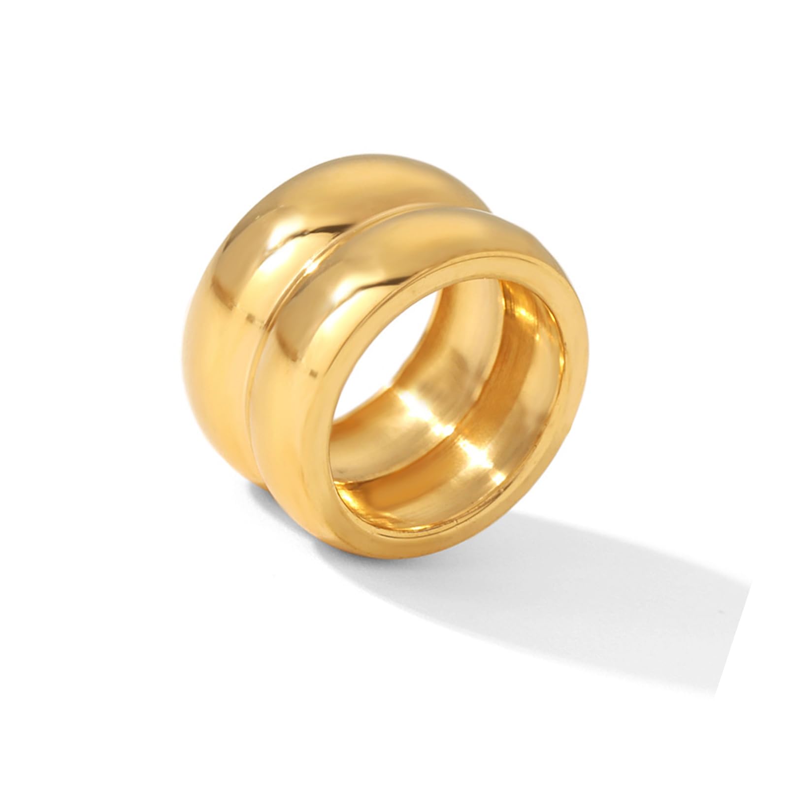 VRNGI Chunky Gold Rings for Women Silver Thick Rings Gold Statement Rings for Women Simple Bold Chunky Silver Rings Solid Dome Ring Minimalist Stackable Band Rings Size 6-10 (Gold, 12)