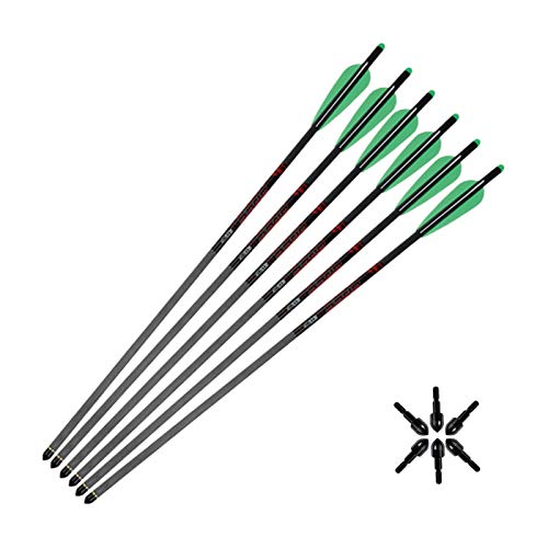 REEGOX 20” Carbon Crossbow Bolts-100% Carbon Crossbow Arrows with Field Point/Moon Nock-6 Pack