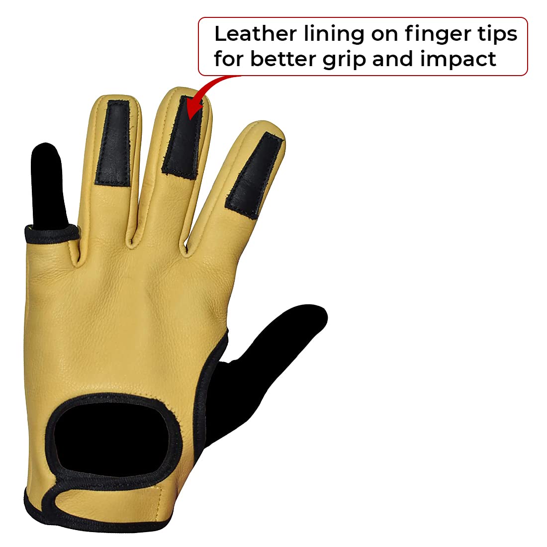 UNIVERSE ARCHERY Leather Archery Glove | Handmade Shooting Hunting Three & Half Finger Gloves | Recurve Bow Archery Cow Hide Leather Gloves | Excellent Fitting