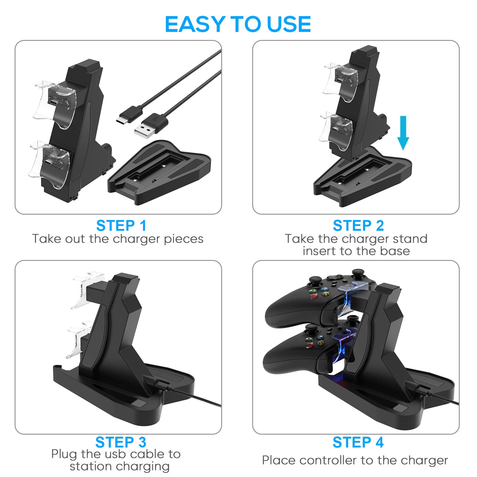 Upgrade Charging Station with 1400mAh Rechargeable Battery Compatible with Xbox Series X/S, YUANHOT Dual Controller Charger with Battery Pack (NOT Compatible with Xbox One X/S Controller)