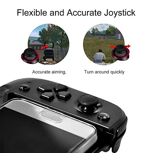 Siomeor Telescopic Wireless Bluetooth Controller Gamepad Mobile Game Controller Android IOS Phone Flexible Joystick Blue and Red