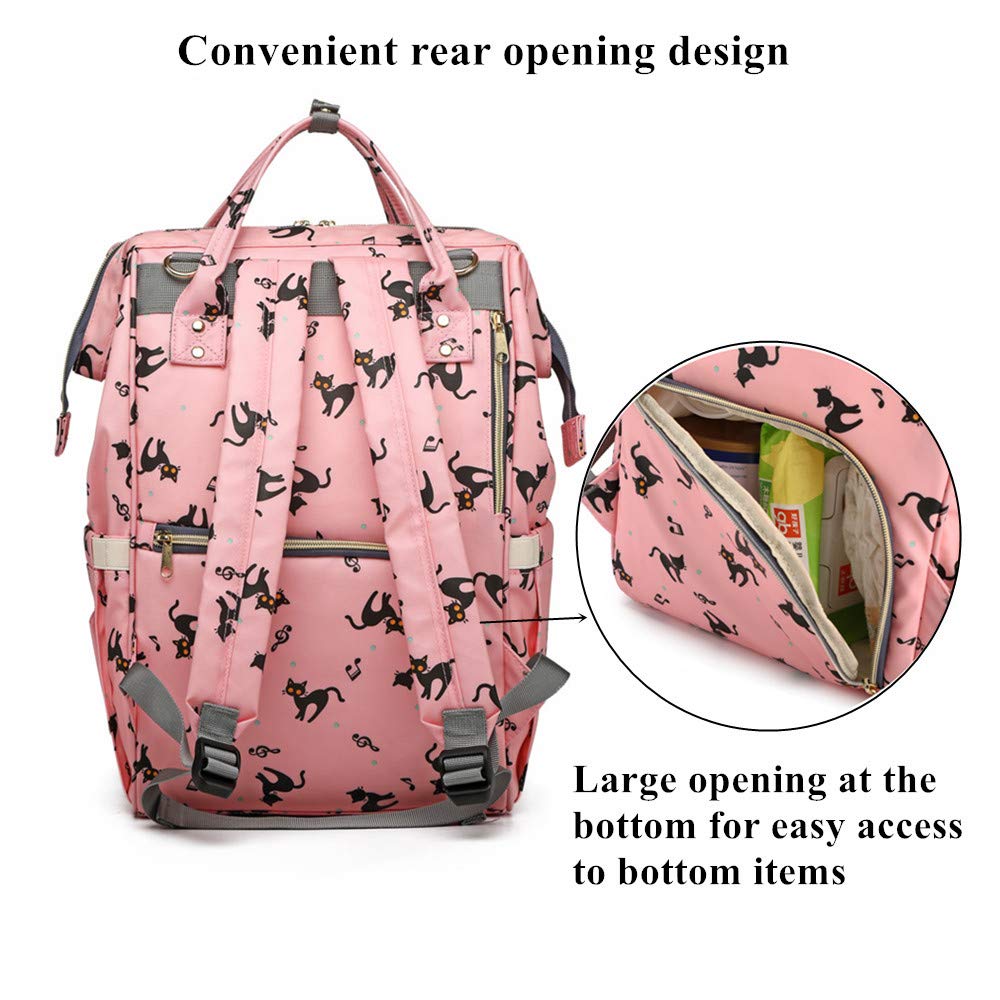 QIXINGHUCat patterned Multi-Function Diaper Bag for Baby Care Wide Open Nappy Bags Handbags Travel Backpack Large Capacity Blue, SIZE(L*W*H):10.24*5.91*14.96in