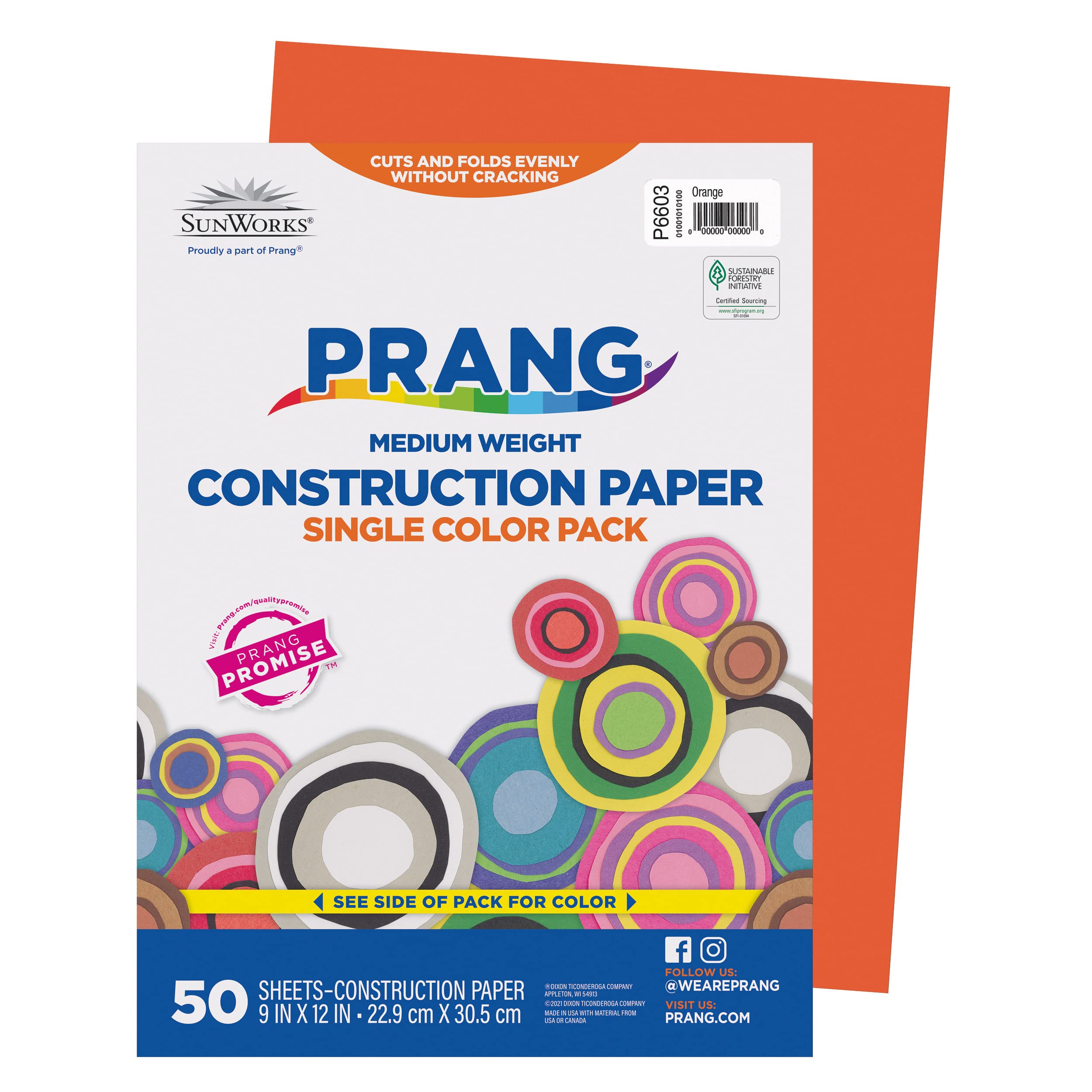 Prang (Formerly SunWorks) Construction Paper, Orange, 9" x 12", 50 Sheets & Prang (Formerly SunWorks) Construction Paper, Yellow, 9" x 12", 50 Sheets