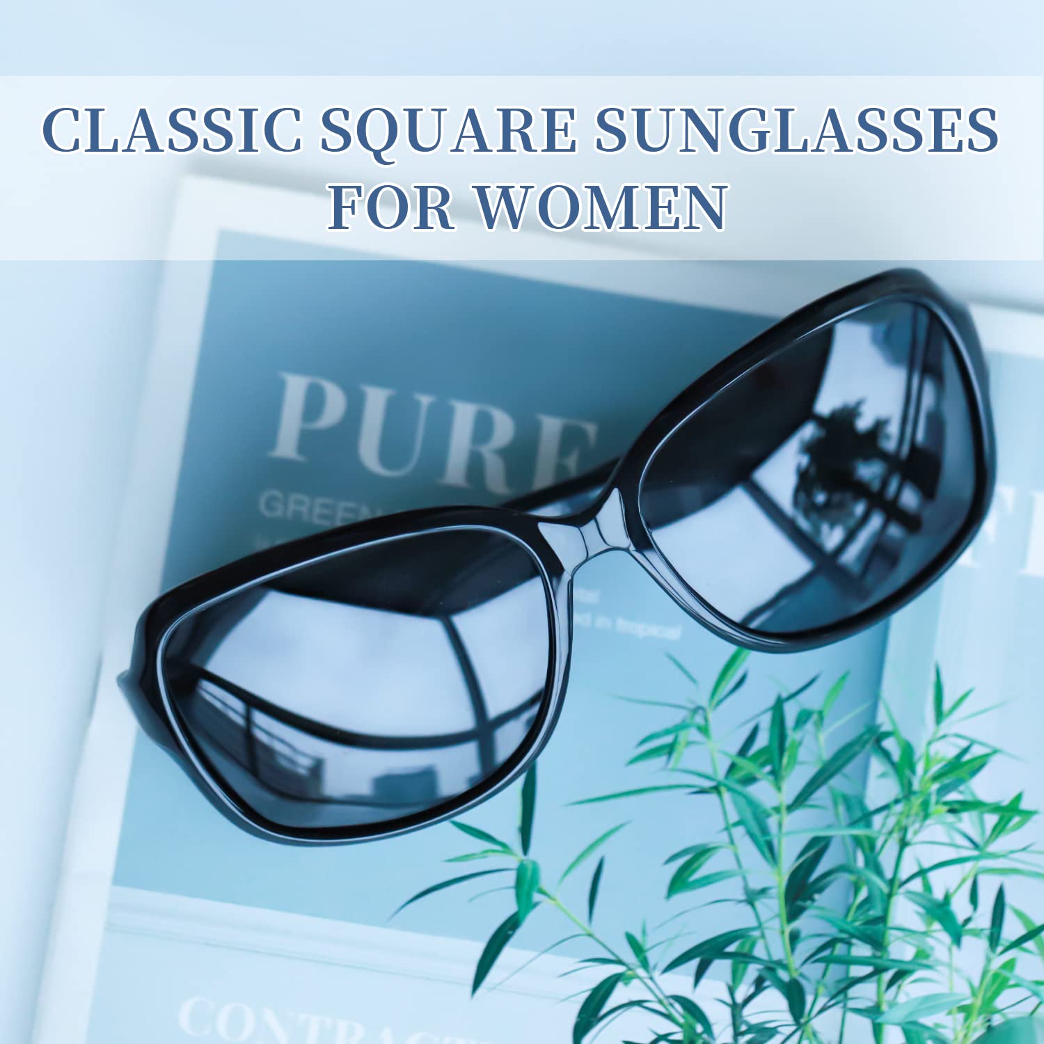 SIPHEW Polarized Sunglasses Womens, Classic Square Sun Glasses for women with UV Protection Wrap Shades