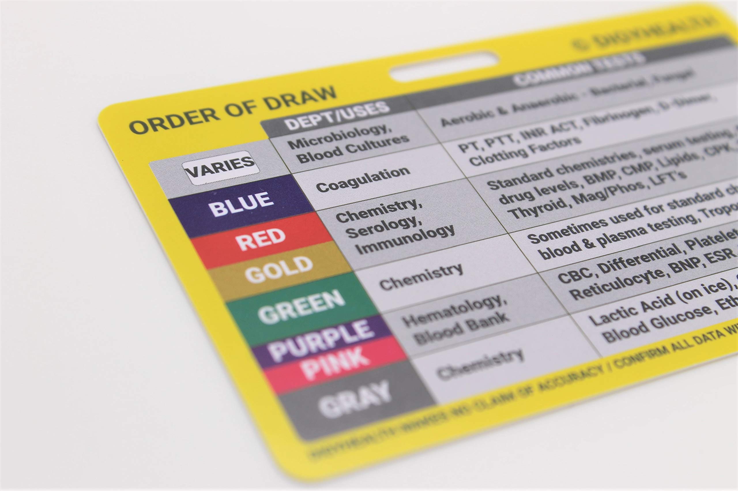 Silver Maple Leaf Order of Draw Badge Card for Phlebotomy β Horizontal Order of Blood Draw Card for Nurses, Nursing Clinicians and RN Students β Phlebotomy Cheat Sheet β Durable and Reliable