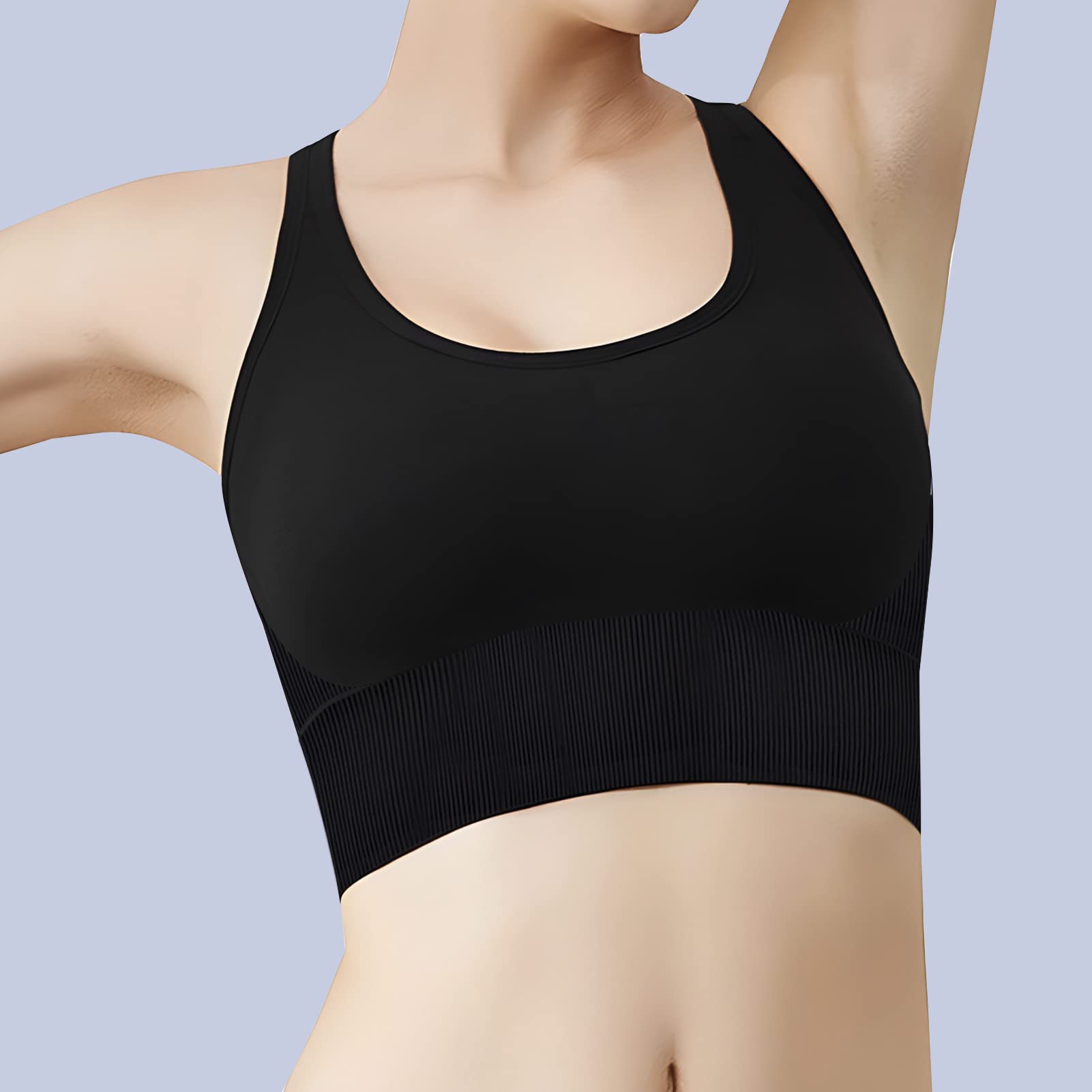 Unaikoo Sport Bras for Women, Soft Padded Breathable Adjustable Seamless Comfort for Running Workout Yoga Bra Black