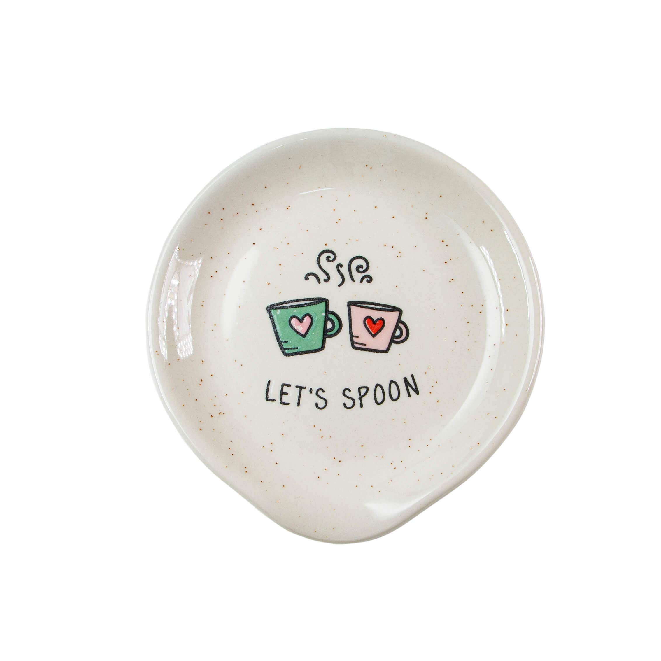 VILIGHT Spoon Rests for Coffee Cups - Coffee Bar Accessories Coffee Table Décor - Gift for Women Men - Let’s Spoon
