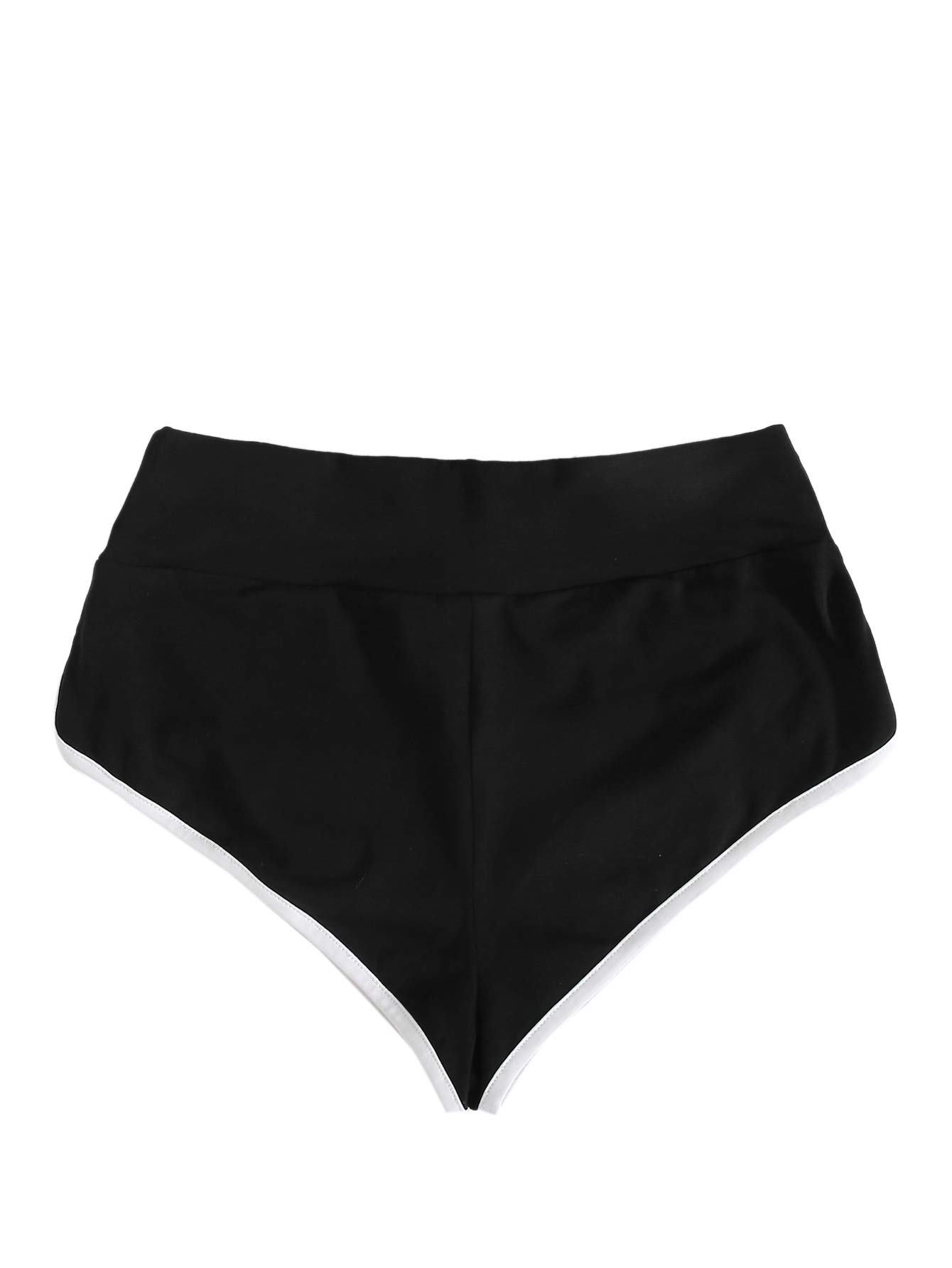 SweatyRocks Women's Sporty Elastic Waist Contrast Binding Booty Workout Biker Shorts Black XL