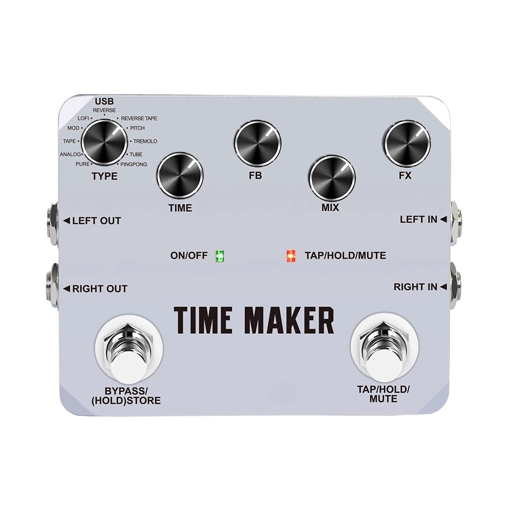 WYFDP LTD-02 Guitar Delay Pedal Time Maker 11 Types of Ultimate Delay Pedals Bass Guitar Effect Pedal with Tap Tempo True Bypass