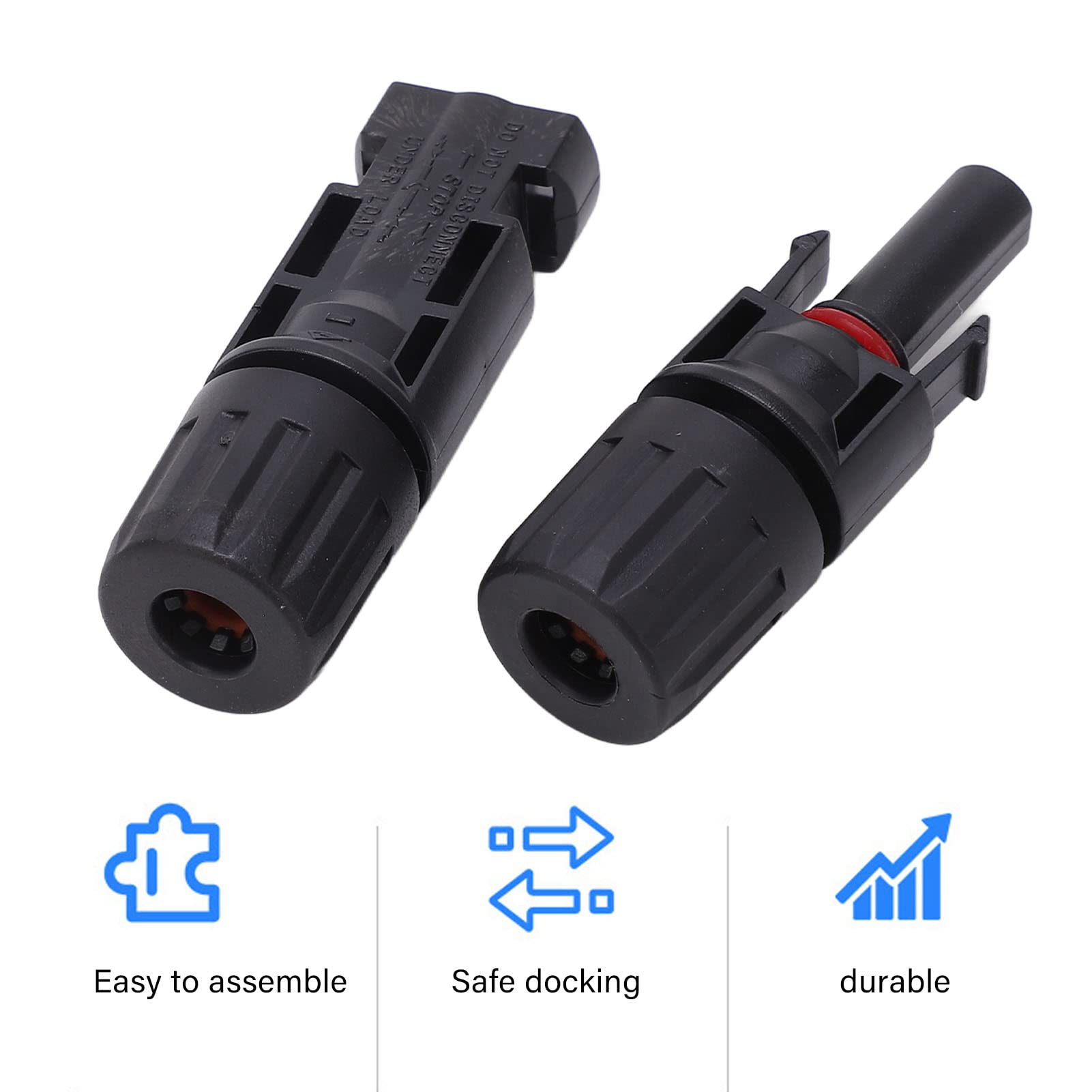 Solar Photovoltaic Connector, Copper Tinned Pins Low Contact Resnce 12PCS Solar Panel Connectors Kit with Wrench for Industry (1000V-30A)