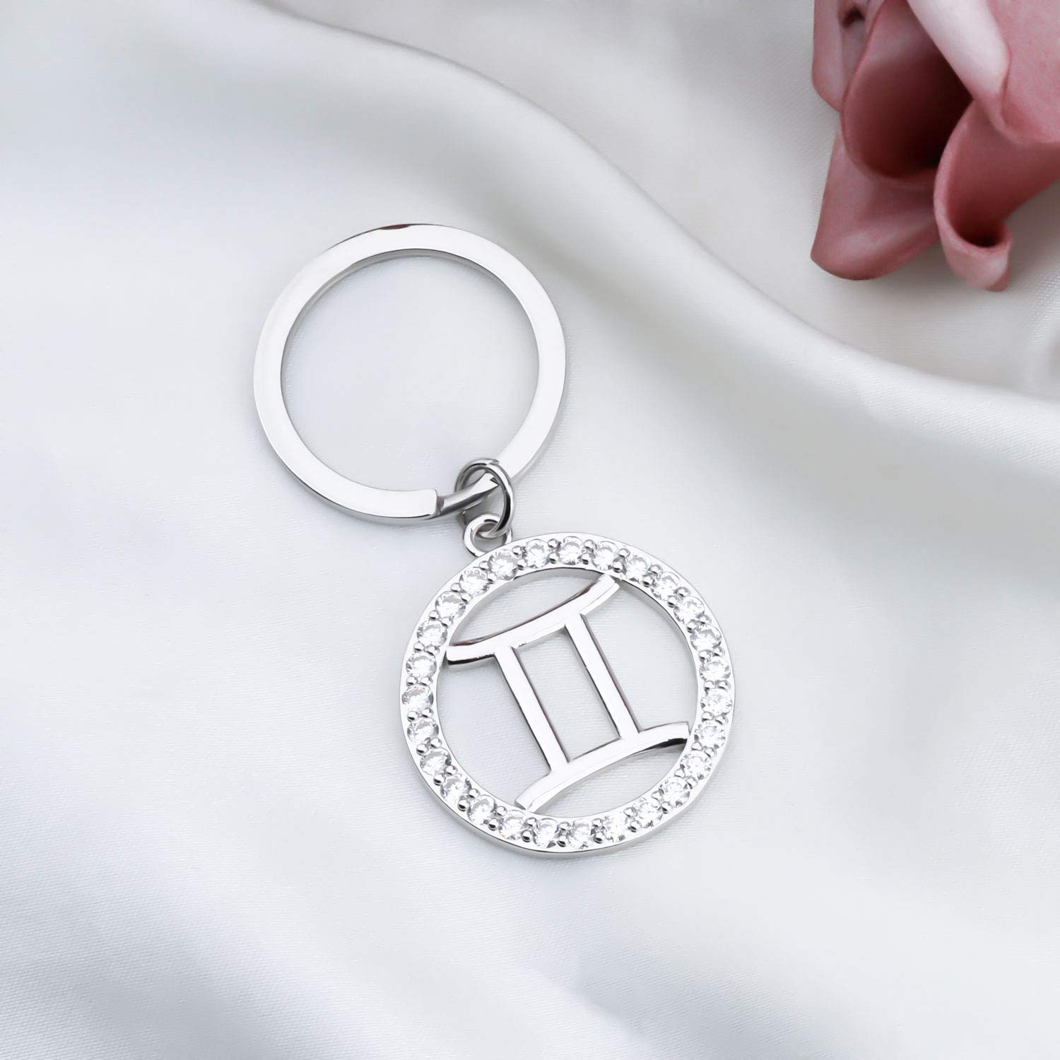 TGBJE Zodiac Constellation Keychain Zodiac Sign Gift Zodiac Outline Gift Horoscope Constellation Celestial Zodiac Keychain (Gemini SR)