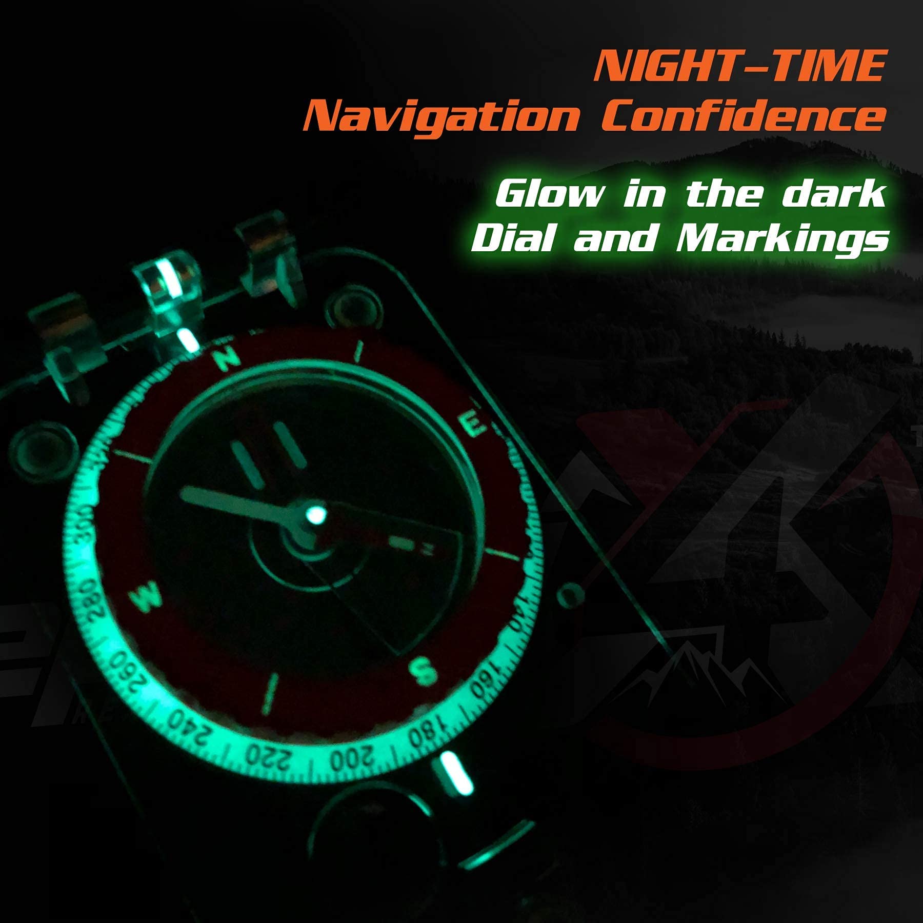 PREPARED4X Hiking Compass Survival β Mirror Sighting Map Orienteering Compass β with 35-Ft 550 Survival Paracord Lanyard, Fire Starter, Whistle, Fishing Line, Tinder Cord