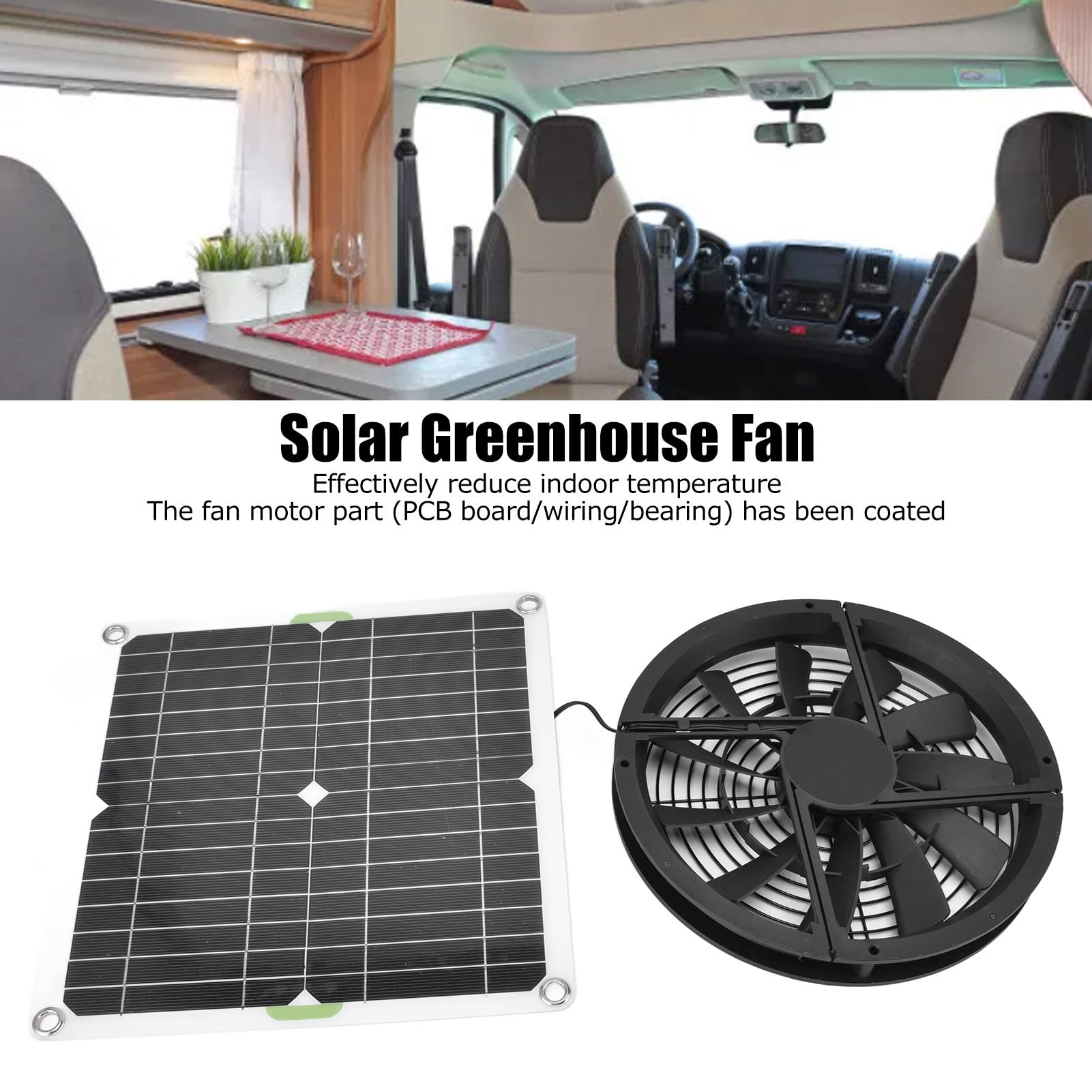 Solar Panel Fan Ventilation Fan Kit 10 Inch, Solar Powered Exhaust Fan Portable Ventilator Fan with Protective Mesh, 12V 100W Mini Ventilator Fan for Chicken Coops Greenhouse Shed