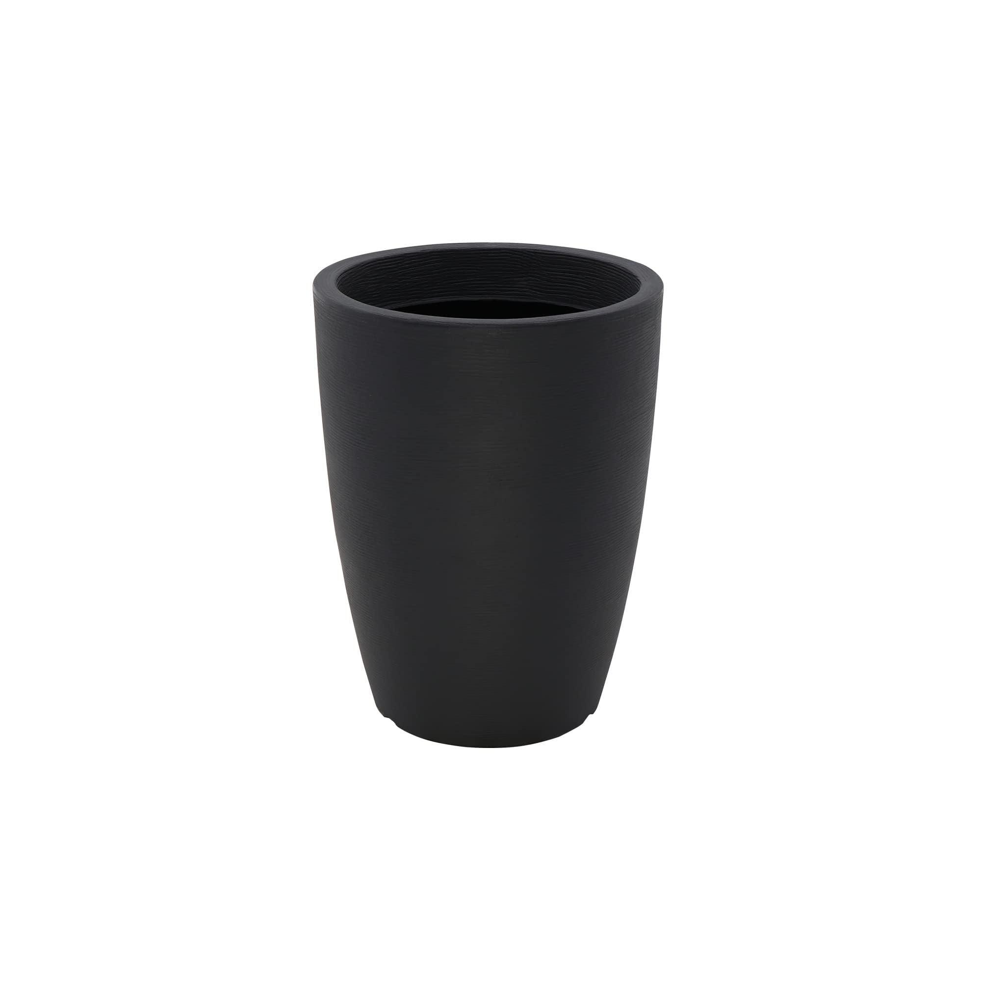 Tramontina Thai Planter, Plant Pot, Tall Planter, Modern Groove Structure, Weatherproof, Anthracite, Diameter 36 x Height 48 cm, Volume 30 litres