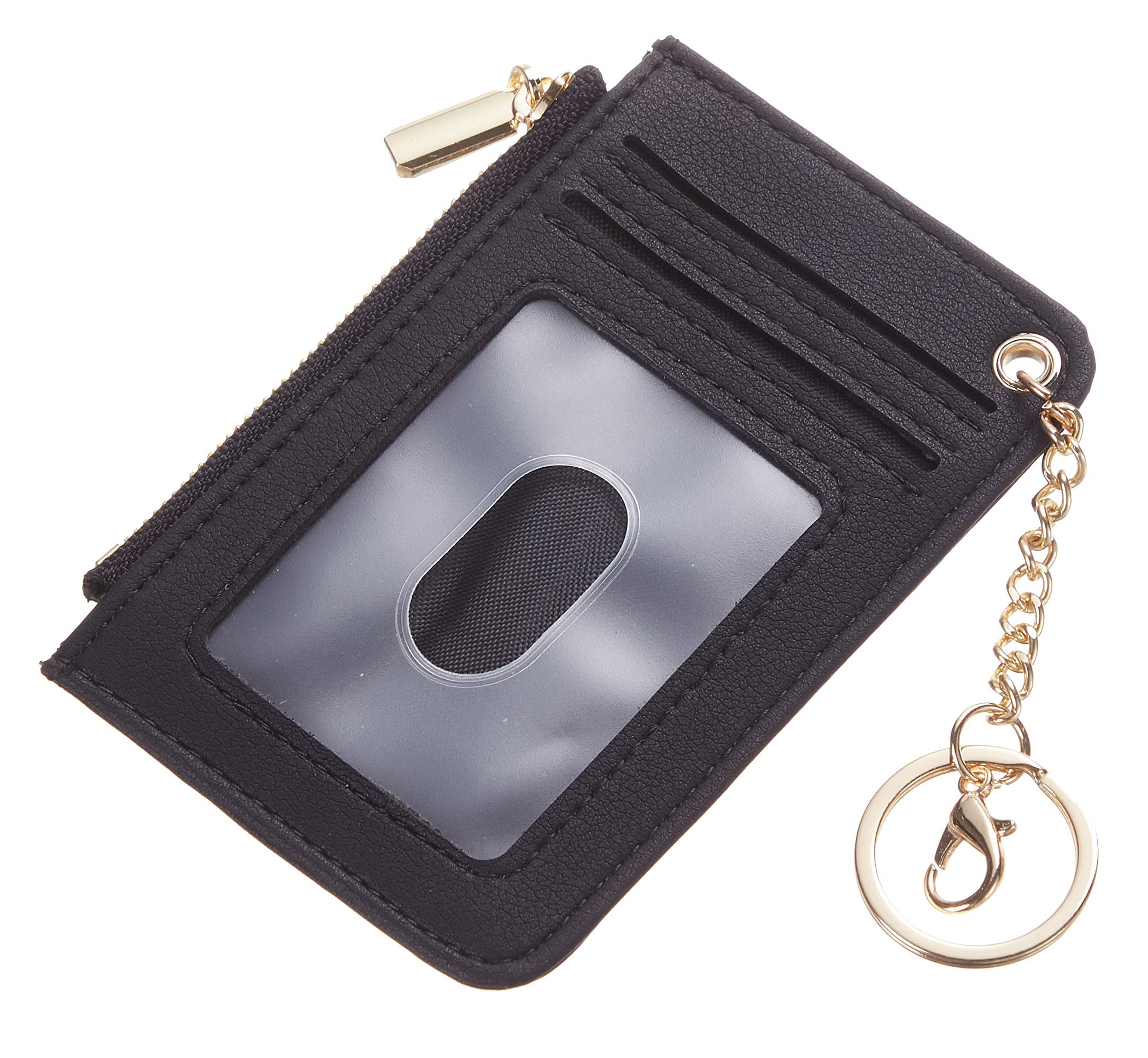 Toughergun Womens Keychain Wallet Slim Front Pocket Minimalist RFID Blocking Credit Card Coin Change Holder Purse Wallet (Black Smooth)