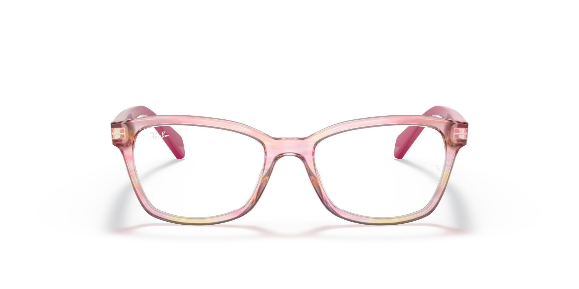 Ray-Ban Junior Girls' RY1591 Square Prescription Eyeglass Frames, Fuchsia Striped Multicolor/Demo Lens, 46 mm
