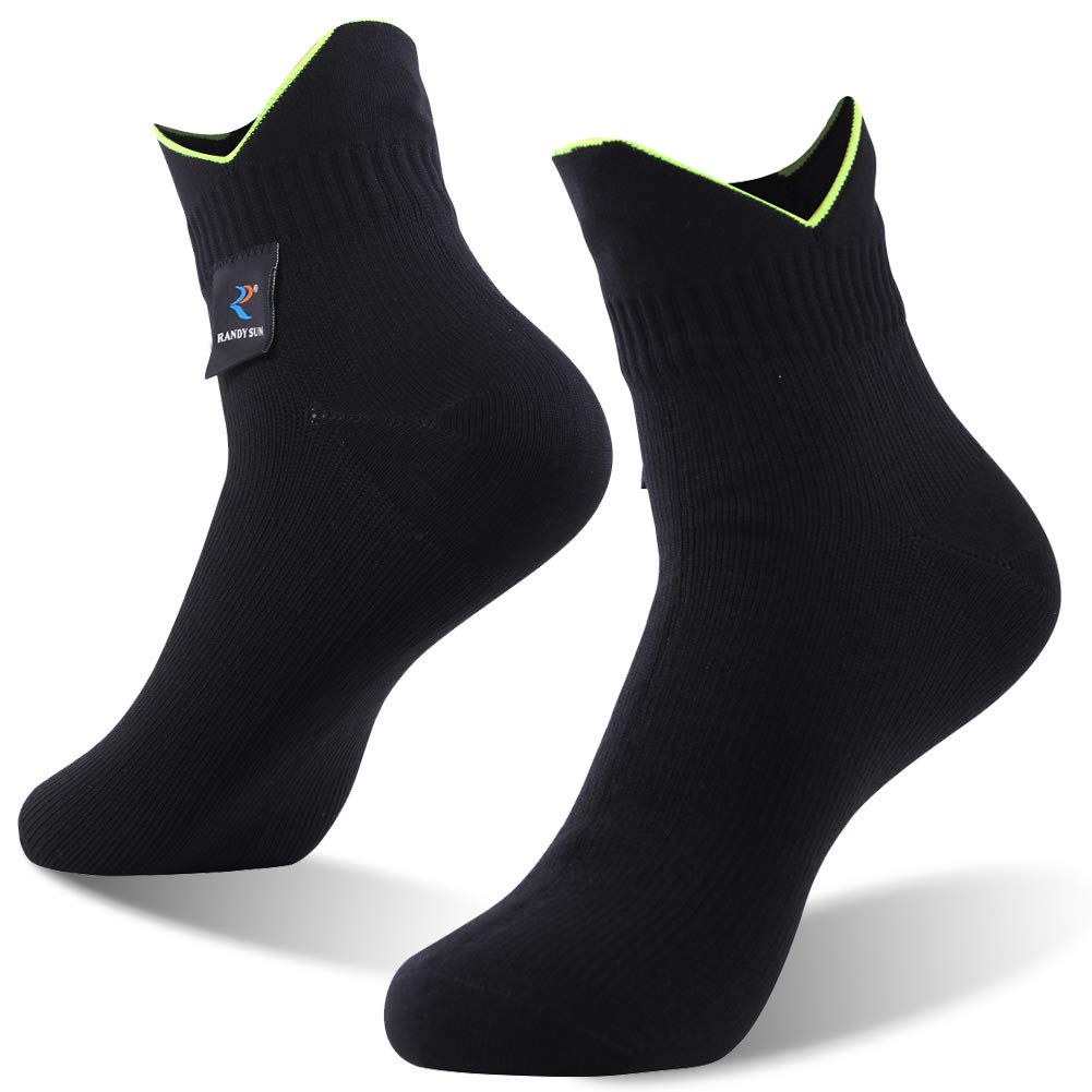 RANDY SUN Ankle Athletic Socks, Breathable Waterproof Basketball Running Golf Tennis Cycling Socks, 1 Pair-Black Small
