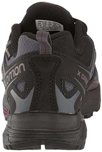 Salomon X Crest Gore-TEX Hiking Shoes for Women Trail Running, Ebony/Wine Tasting/Peppercorn, 6