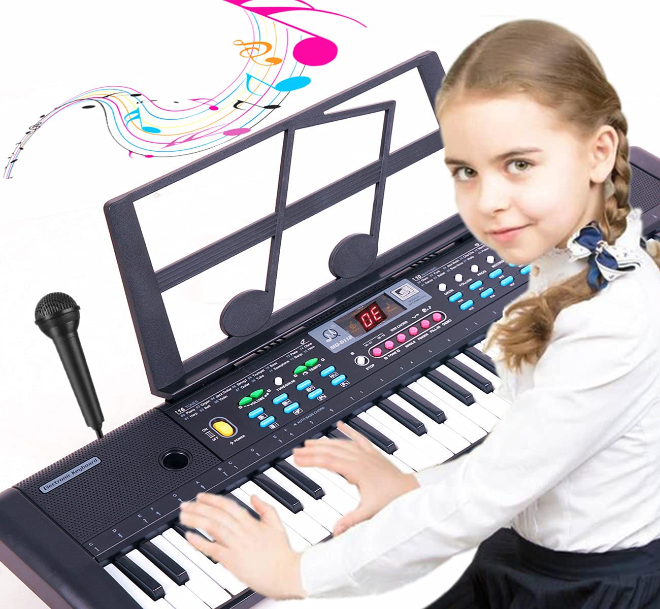 SEMART keyboard piano 61 key electric piano digital w/stand microphone electronic keyboards musical toy gifts for kids beginners