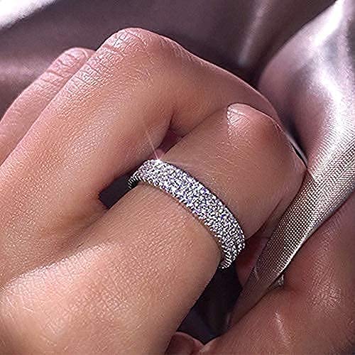 Sudoefos 925 Sterling Silver Eternity Band Width Engagement Anniversary CZ Engagement Bridal Ring Band (9) sd-0224-s