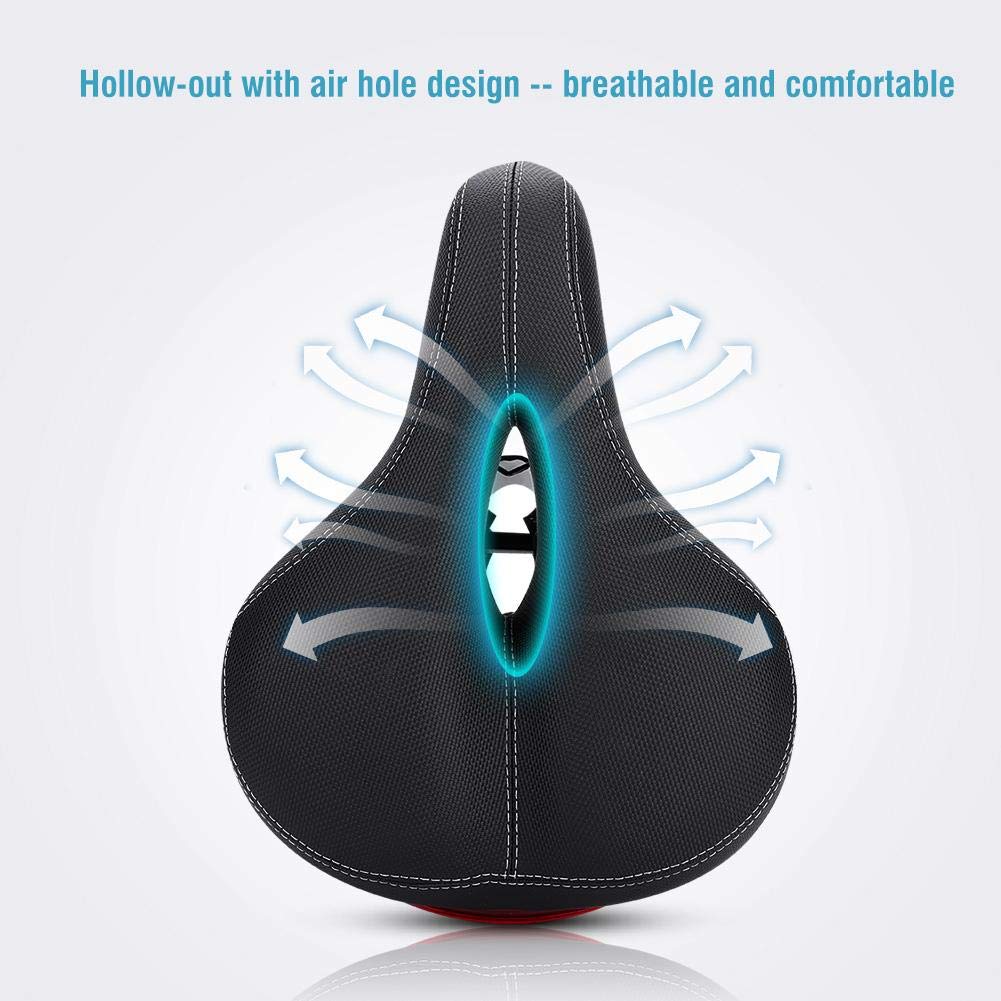 Qiter Bike Saddle, Mountain Road Bike Soft Seat Saddle with Tail Light Replacement Bicycle Accessories