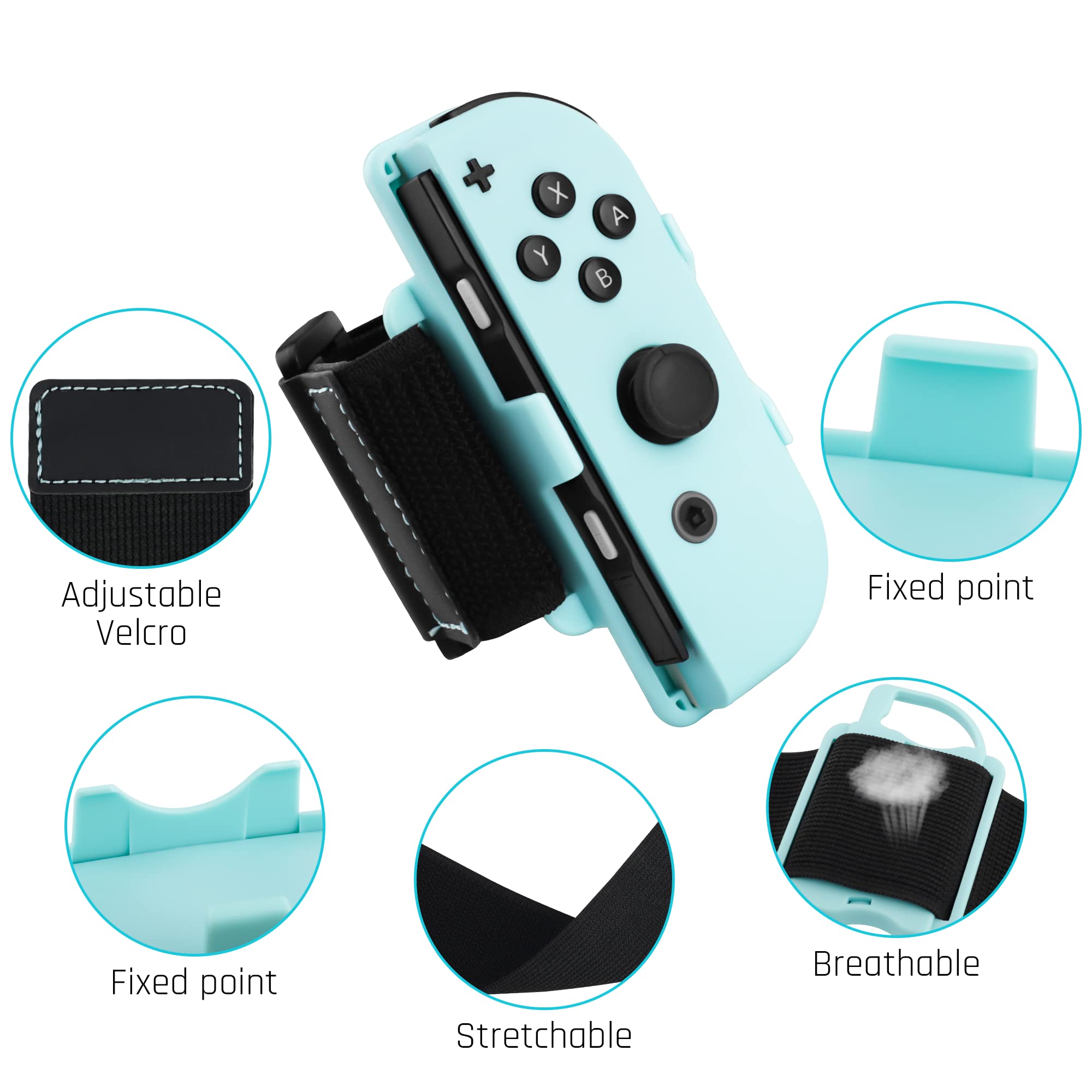 Wrist Bands for Dance 2024/2023/2022/2021/2020, FANPL Adjustable Elastic Straps for Nintendo Switch & Switch OLED Joycon Controller, 2 Pack Switch Dance Game Accessories for Animal Crossing Blue Green