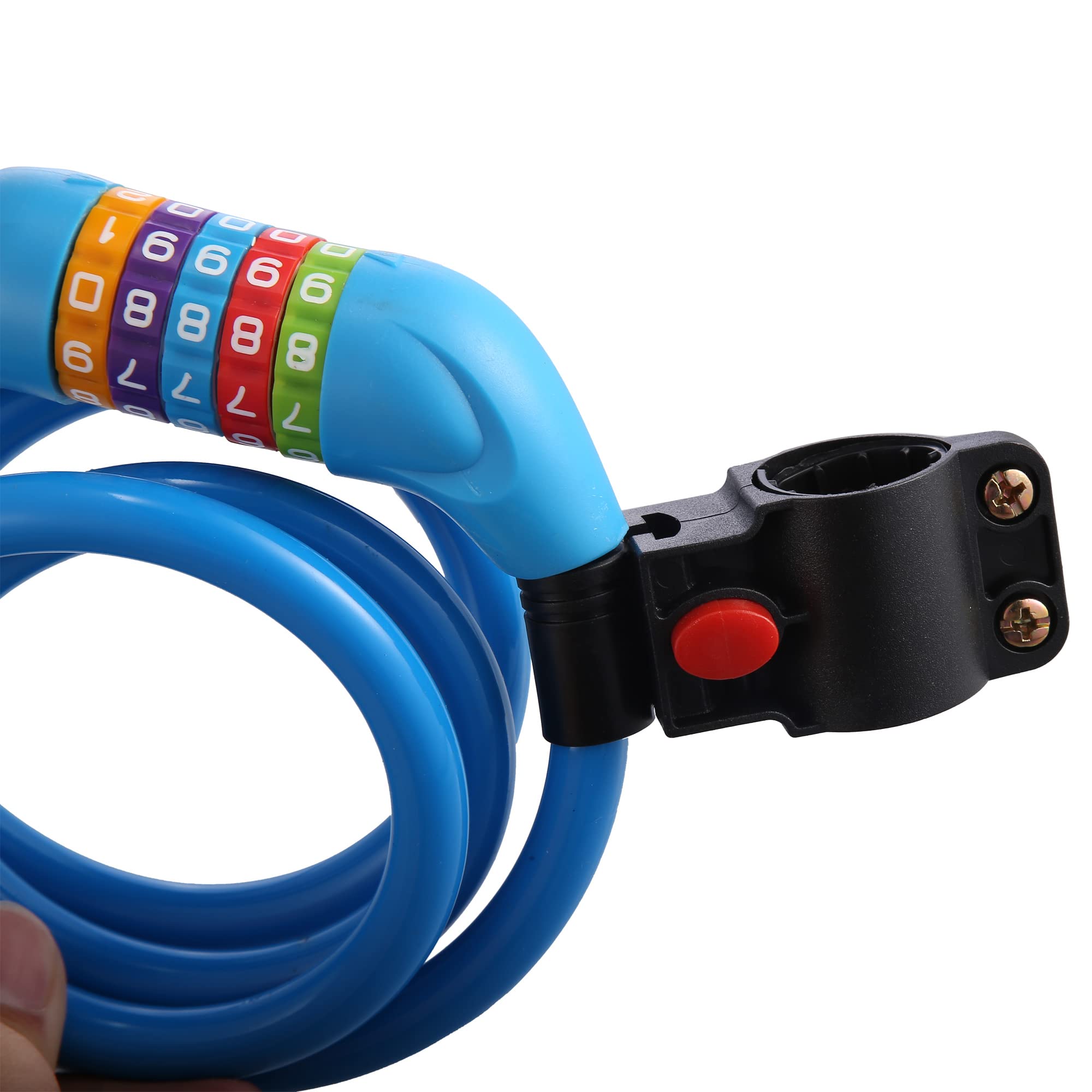 X AUTOHAUX Bike Locks Cable Portable 5 Digit Security Resettable Combination Bicycle Cable Lock 4 Feet Long 1/2 Inch Diameter Blue