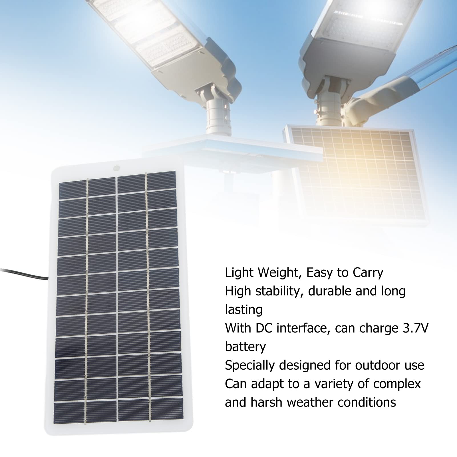 Solar Panel, 5W 12V Portable High Efficiency Solar Module Polycrystalline Solar Power Panel with DC Interface, Energy Saving Solar Charger Panel for Emergency Lights, Small Solar Energy Systems