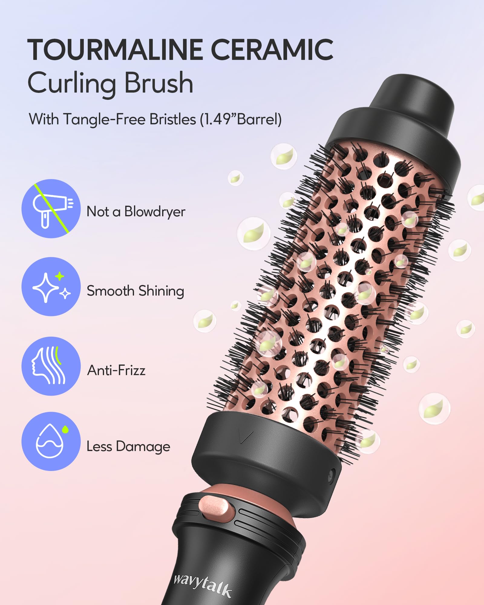 Wavytalk 5 in 1 Curling Iron,Curling Iron Set with Heated Round Brush and 4 Interchangeable Ceramic Curling Wand(0.5β-1.25"), Instant Heat Up,Dual Voltage Hair Curler