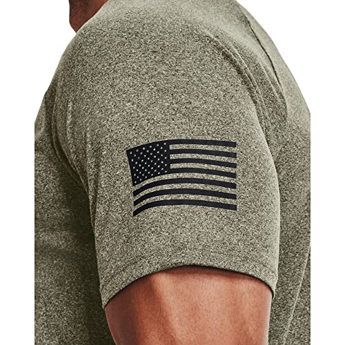 Under Armour Men's Freedom Tech Short Sleeve T-Shirt, (392) Marine OD Green Light Heather / / Black, Large