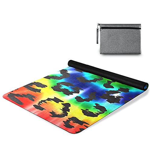 senya Leopard Print Tie Dye Cheetah Yoga Mat Cover, Non Slip Exercise Mat Cover High Performance Grip, Coming with Carry Bag(7ue6a)