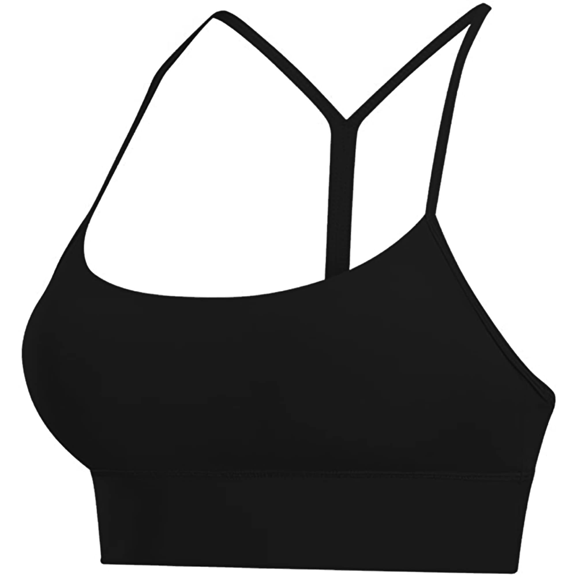 Zelack Y-Back Padded Premium Sports Bra with Chic Thin Straps Removable Cups, Low Support Yoga Bras,Black,L