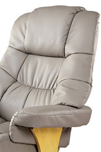 Relaxzen 60-079008 8 Motor Massage Recliner with Heat and Ottoman, Beige and Wood Base