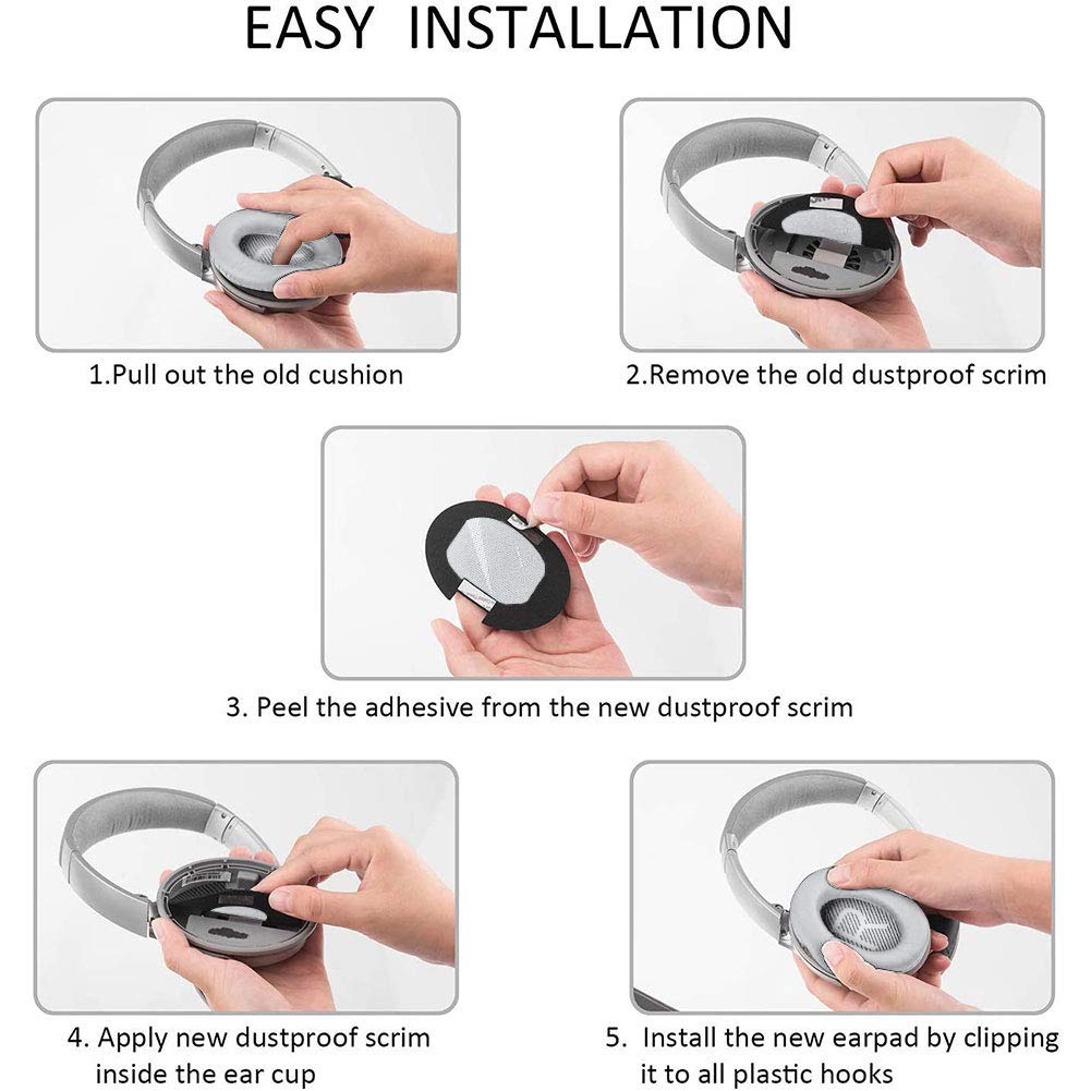 QC35 Headphones Replacement Ear Pads - QC35,QC35ii Replacement Earpads Cushion - Compatible with Bose Quiet Comfort35,QC45,QC25,QC35ii,QC15,AE2,AE2i-Comfortable & Durable (Silver)