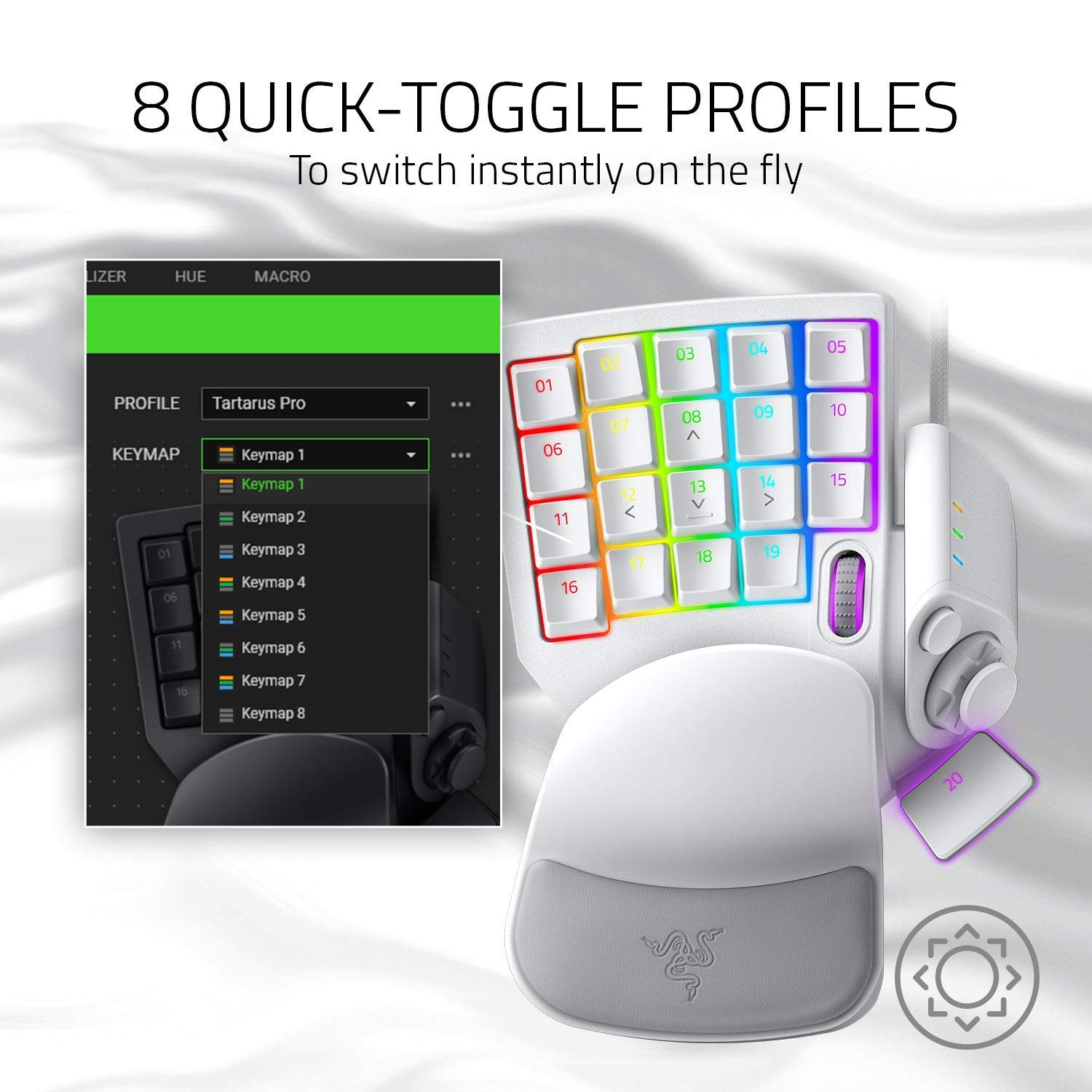 Razer Tartarus Pro Gaming Keypad: Analog-Optical Key Switches 32 Programmable Keys Customizable Chroma RGB Lighting- Programmable Macro Functionality- Variable Key-Press Pressure Sensitivity (Renewed)