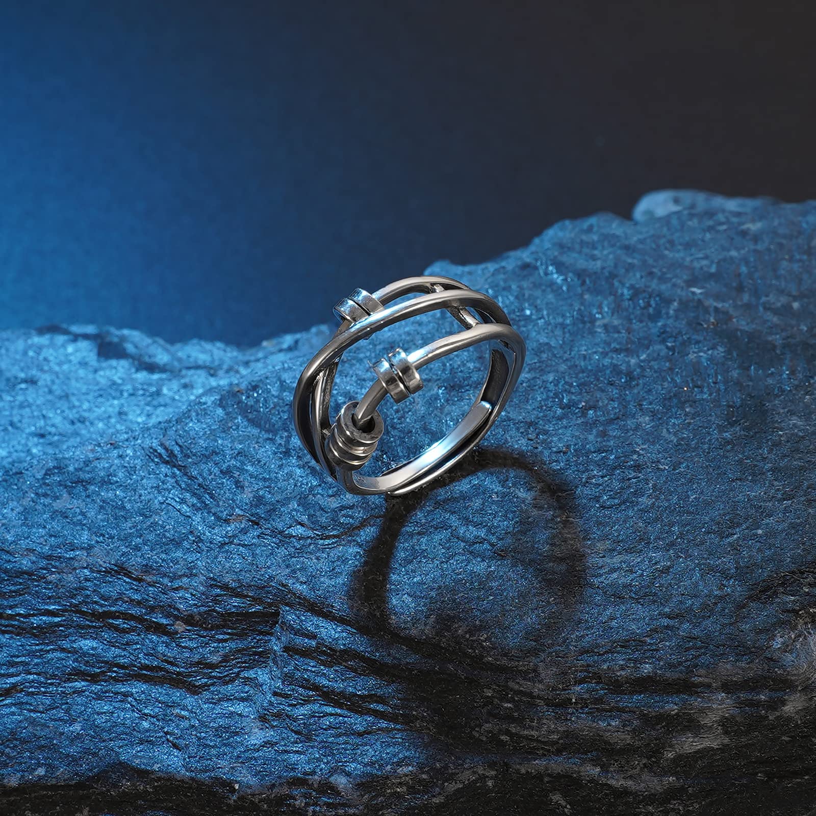 STJERNES s925 Sterling Silver Relaxing Rings For Women,Adjustable Stacking Spinning Worry Ring,Jewelry for Best Friends