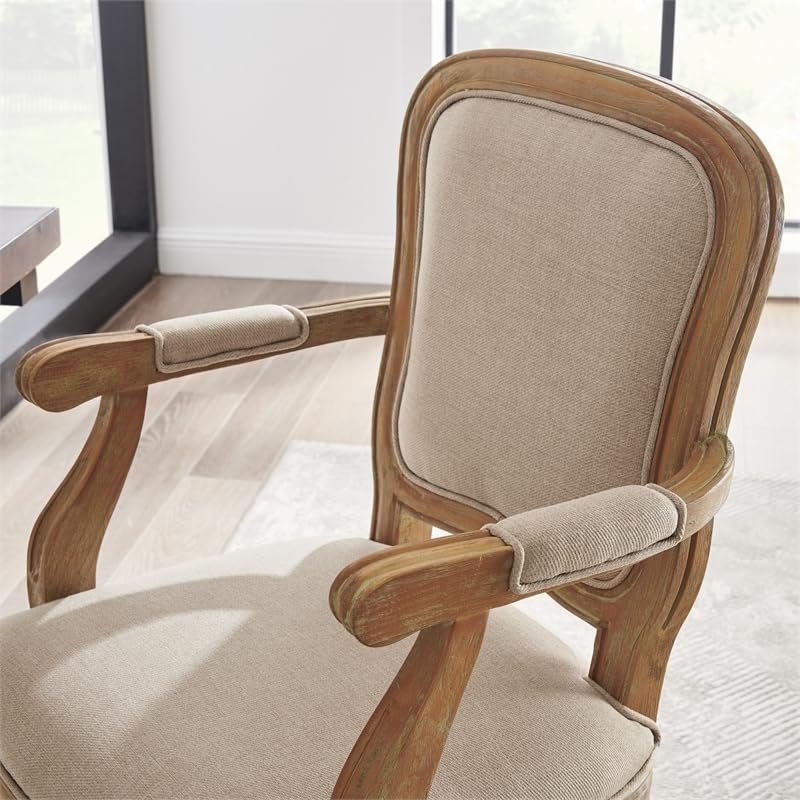 Riverbay Furniture Transitional Wood Swivel Office Chair in Rustic Natural Brown