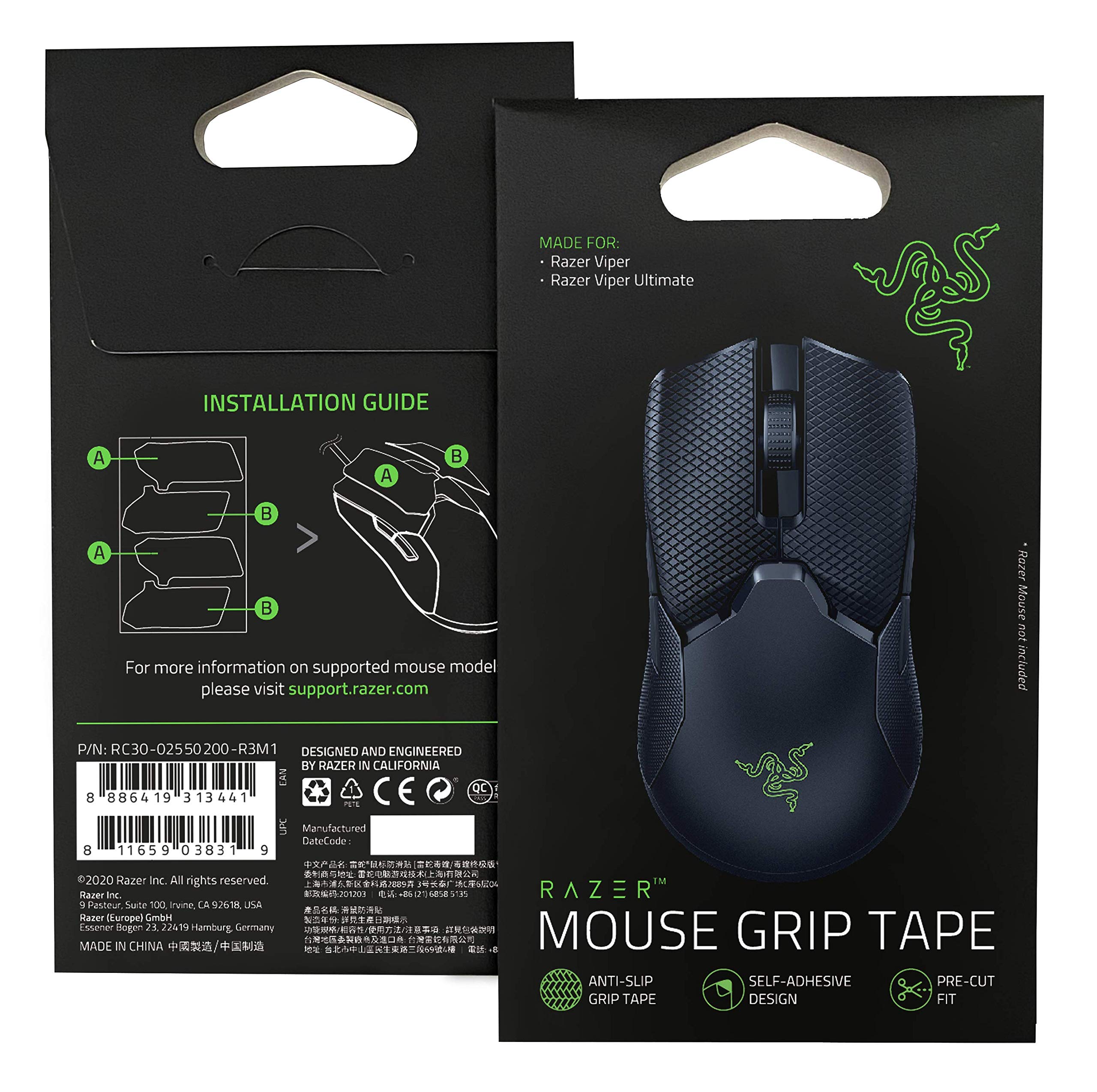 Razer Viper Ultimate Lightest Wireless Gaming Mouse + Mouse Grip Tape Bundle: Classic Black