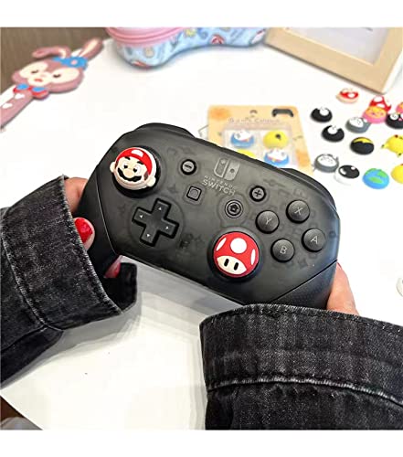 PERFECTSIGHT Cute Thumb Grip Caps for Playstation 4/5, PS5, PS4, Xbox Series X/S, Xbox One, Switch PRO Controller, 4PCS Kawaii Soft Skin Rubber 3D Analog Thumbsticks Grips Joystick Cover Set - Mario