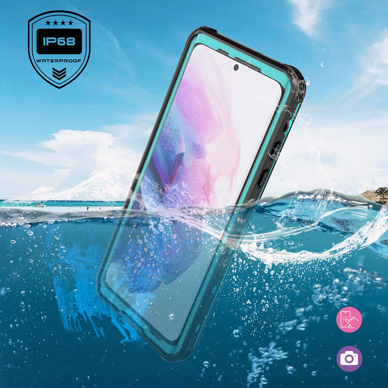 Samsung Galaxy S21 Ultra Waterproof Case, Built-in Screen Protector 360° Full Body Heavy Duty Protection, Waterproof Shockproof Case Cover for Samsung Galaxy S21 Ultra 6.8" 5G Blue
