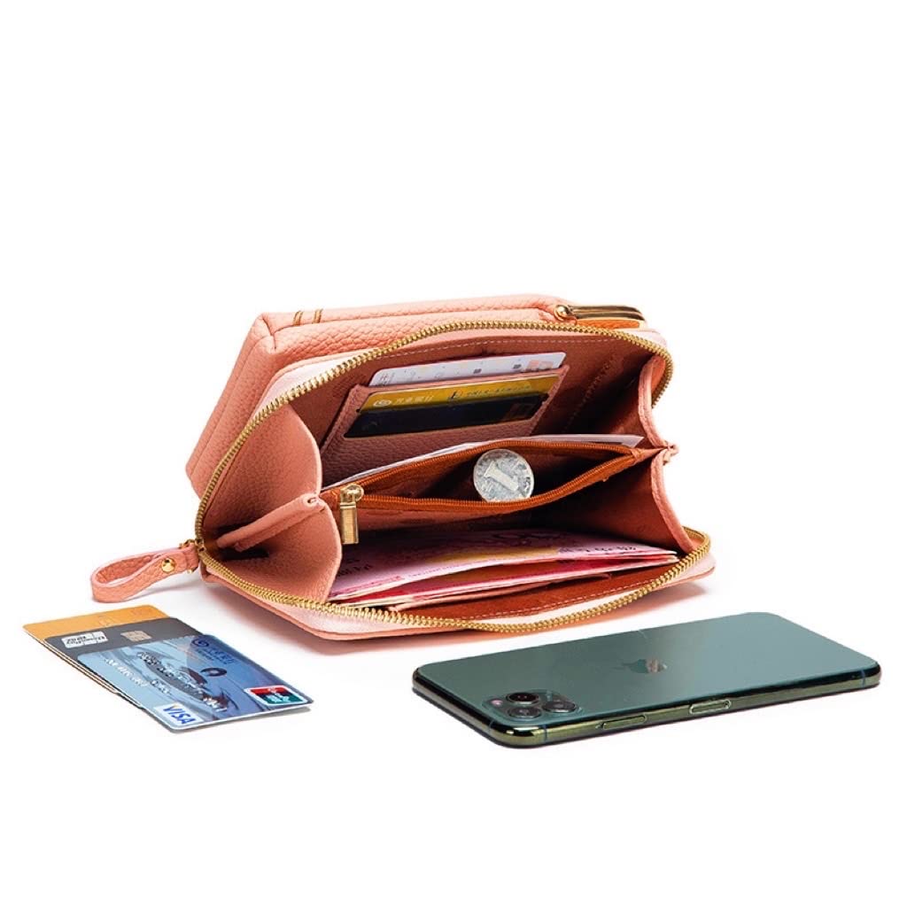 ZEshops Womens Pink Purse Mini Phone Crossbody Cell Phone Bag Leather Wallet Shoulder Pouch (Pink)
