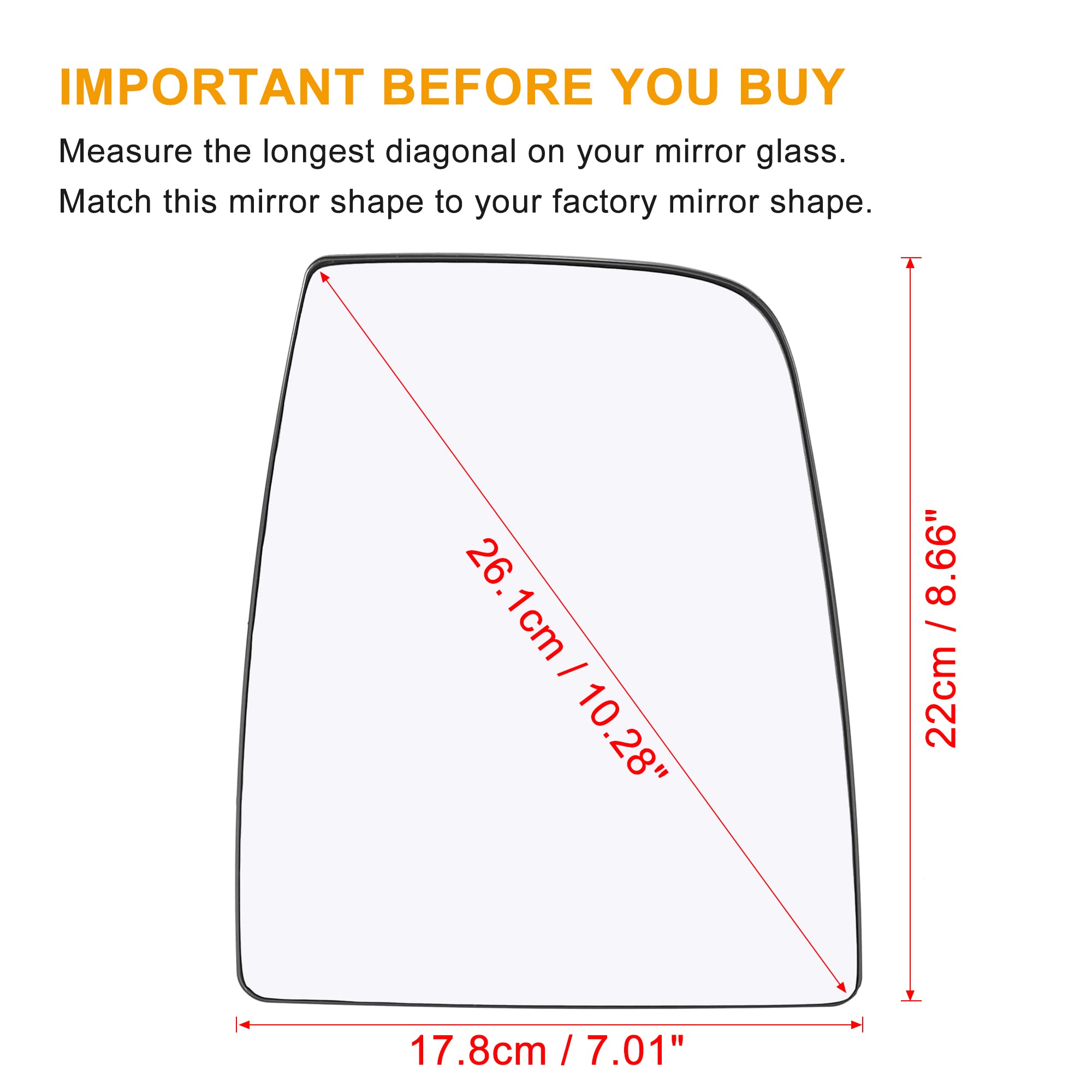 X AUTOHAUX Car Rearview Upper Right Passenger Side Non-Heated Mirror Glass Replacement with Plate for Ford Transit 150 250 350 2015-Onward