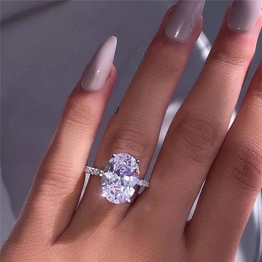 WANMEIL 18K Plated Silver Women Wedding Rings 2.5 Carat Oval Cut Cubic Zirconia Engagement Ring for Her (9)