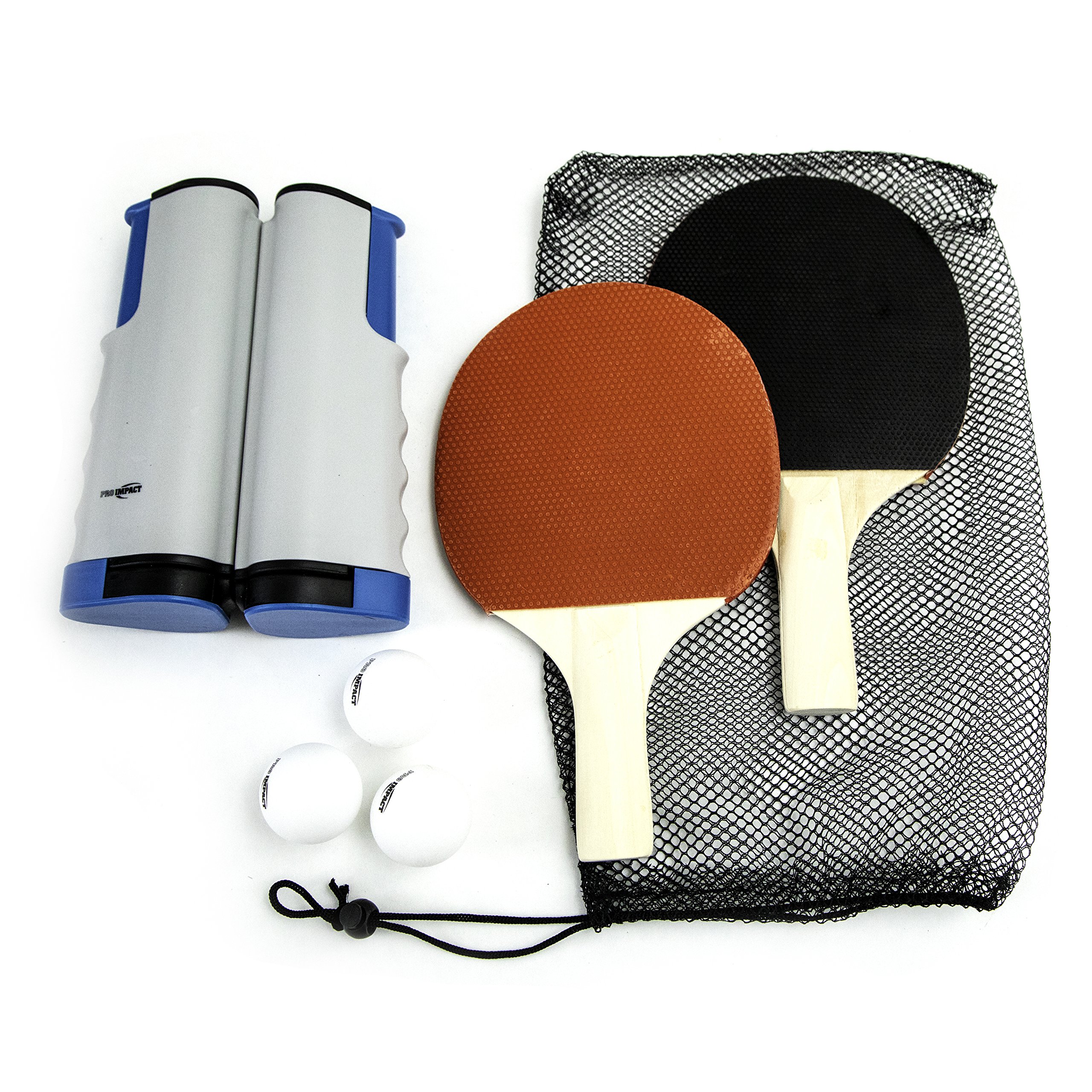 Pro Impact Table Tennis Ping Pong Set - Portable 2 Player Set Includes Travel Bag & Net - Recreation Games for Indoor or Outdoor Use